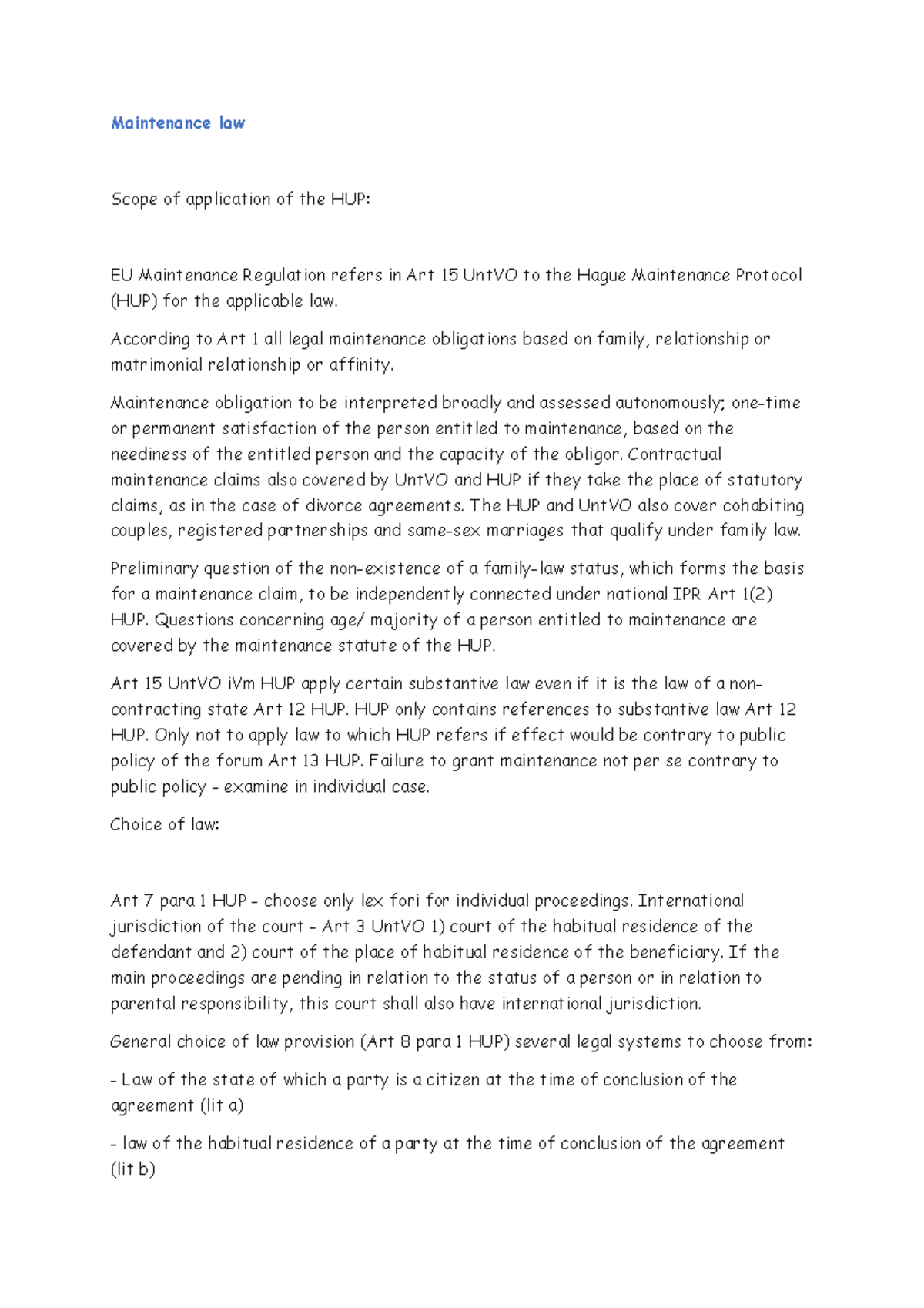 Maintenance 5 - INTERNATIONAL LAW UNIVERSITY OF MEMPHIS - Maintenance ...