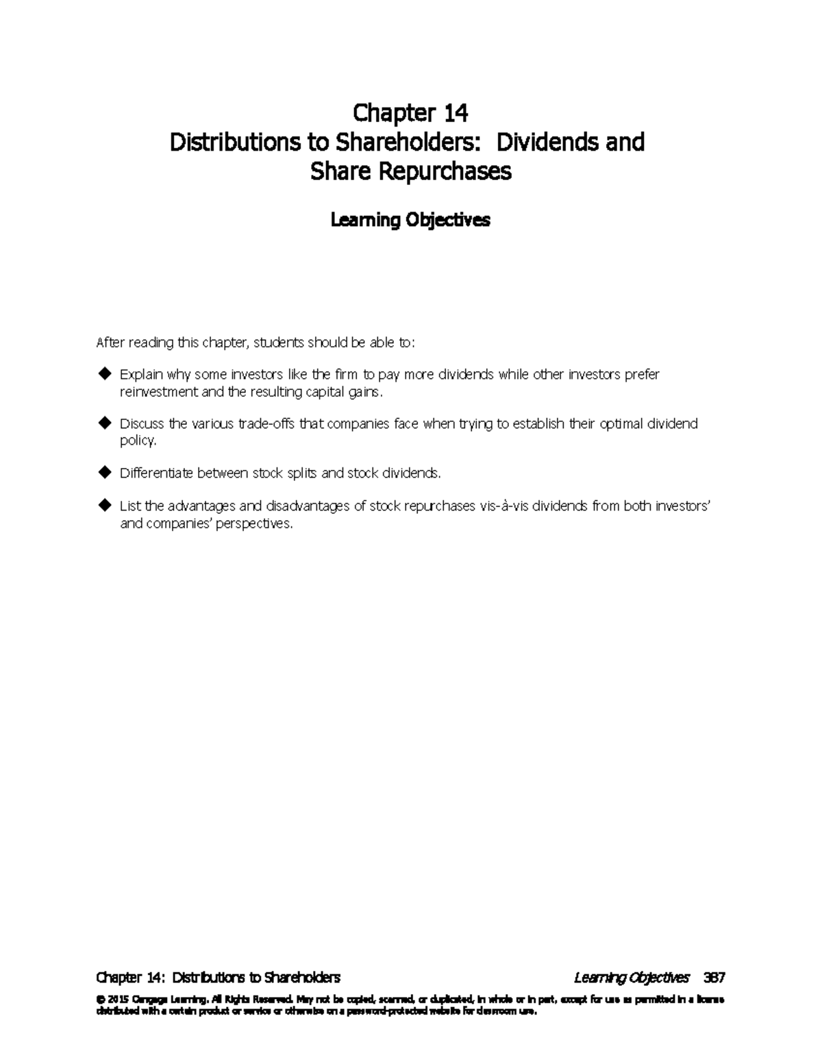 CFFM8 IM ch14 - Chapter 14 Distributions to Shareholders: Dividends and ...