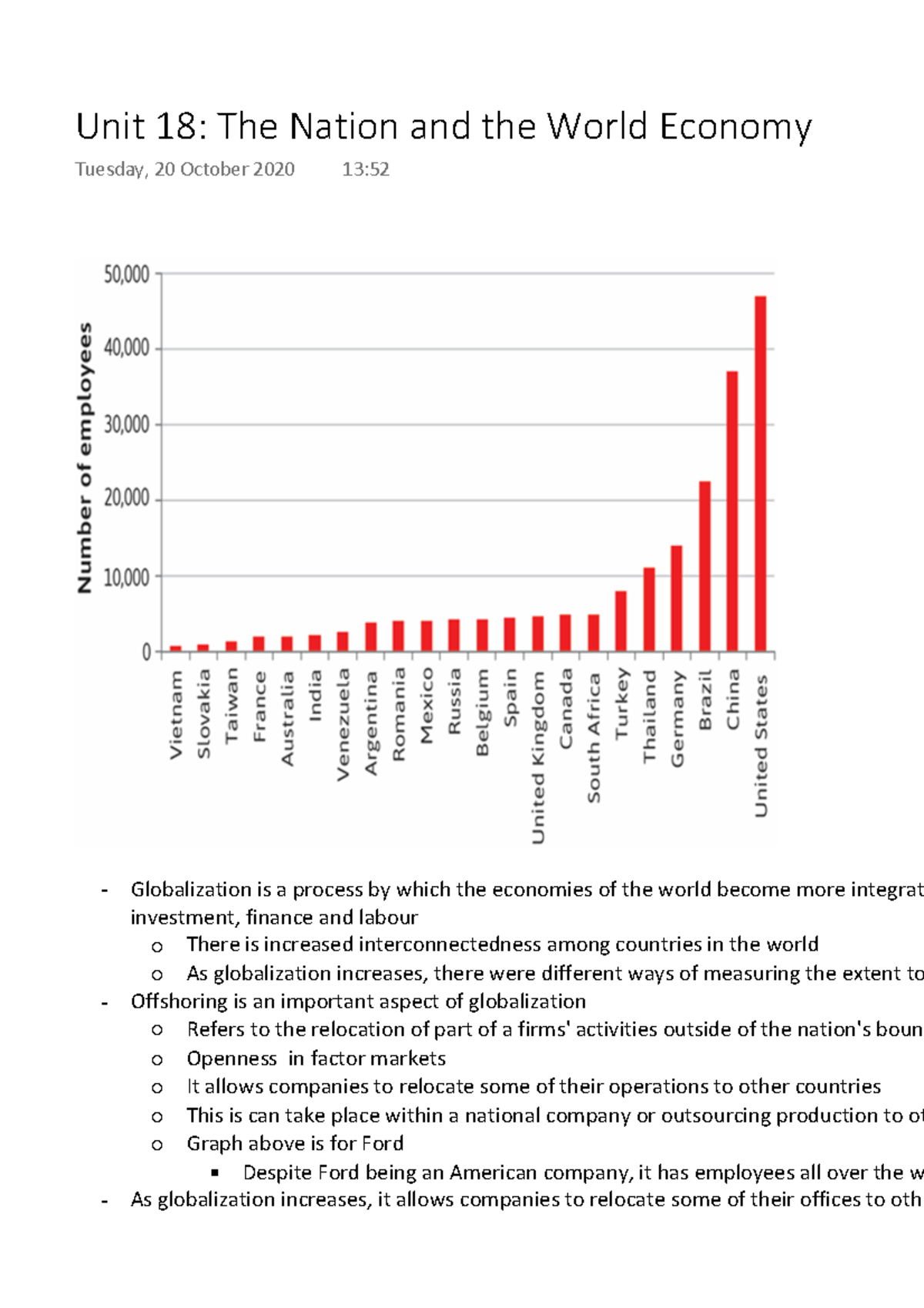 Unit 18 The Nation and the World Economy - Globalization is a process ...