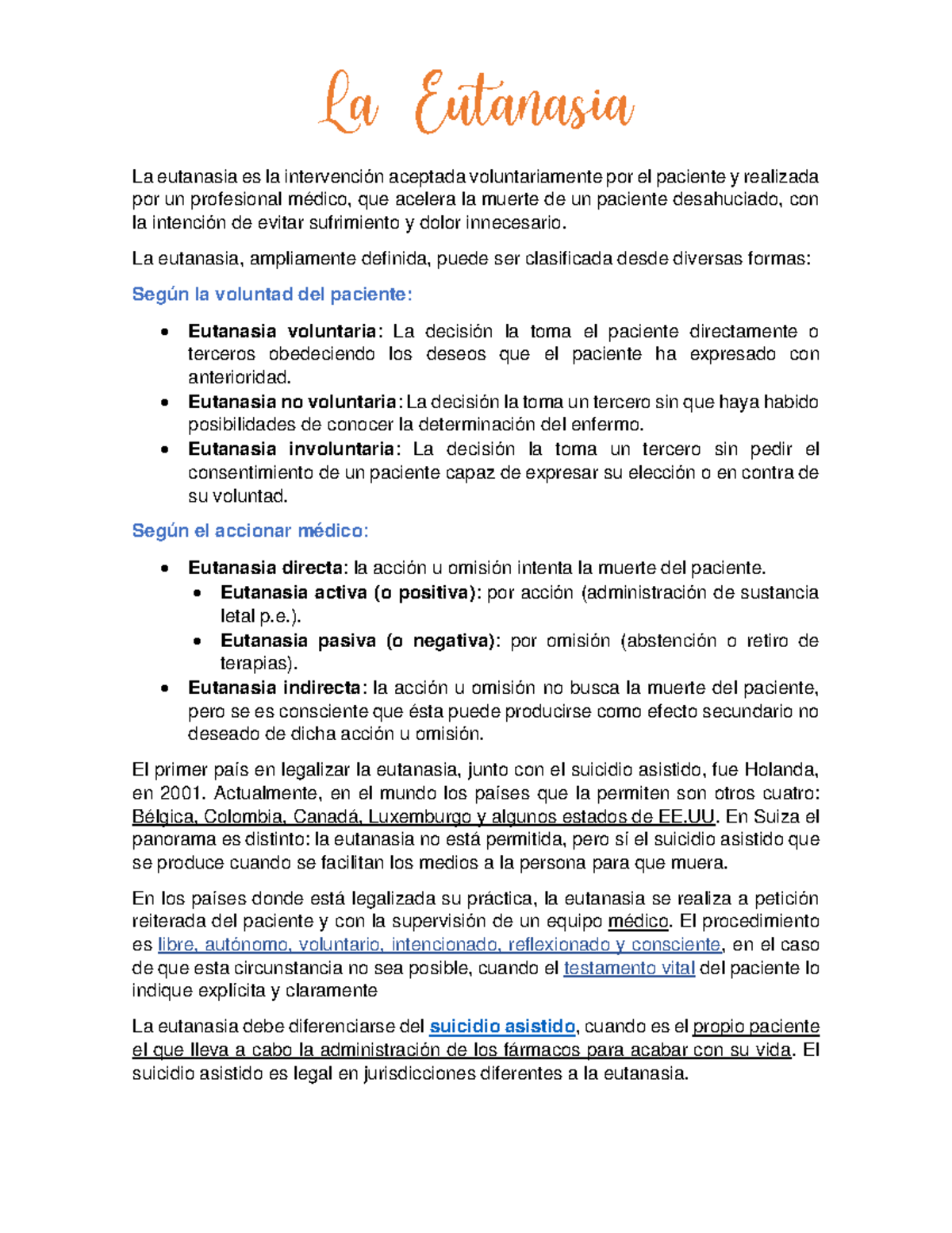 La Eutanasia informacion - La eutanasia es la intervención aceptada ...