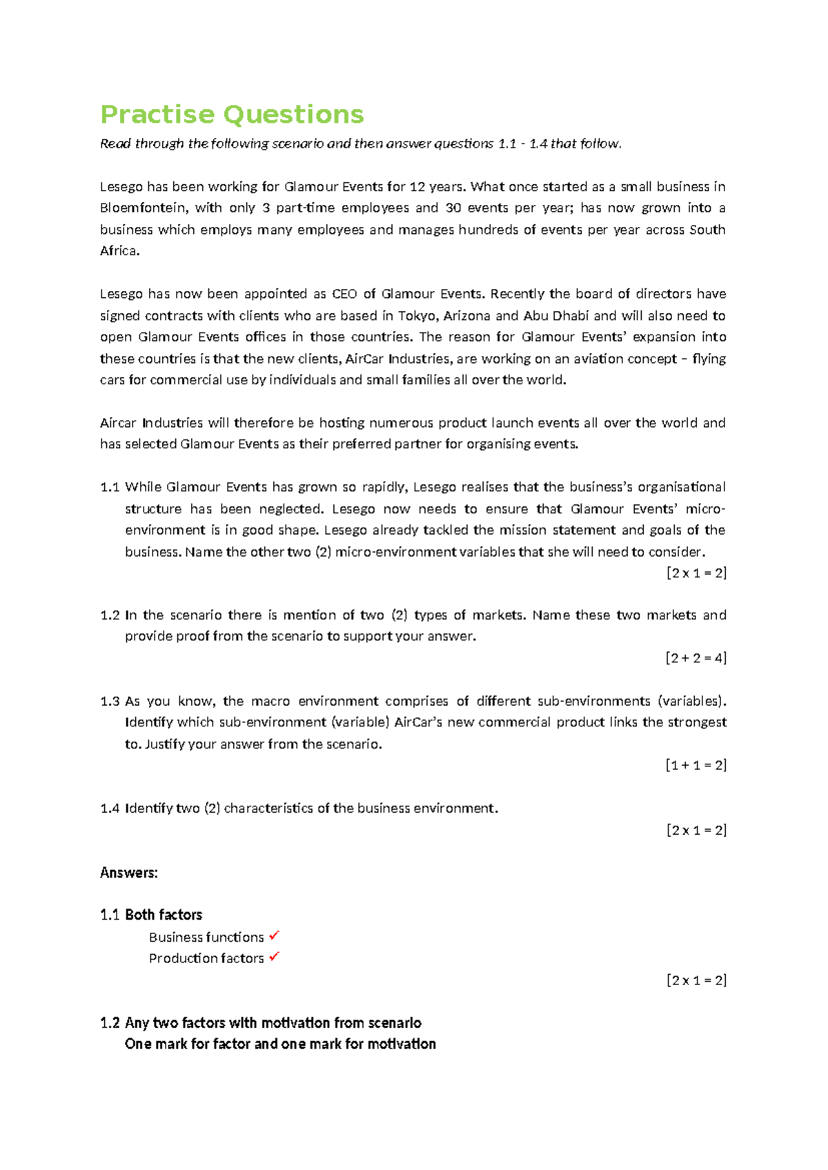 Practice Questions Chapter 3 - Practise Questions Read through the ...