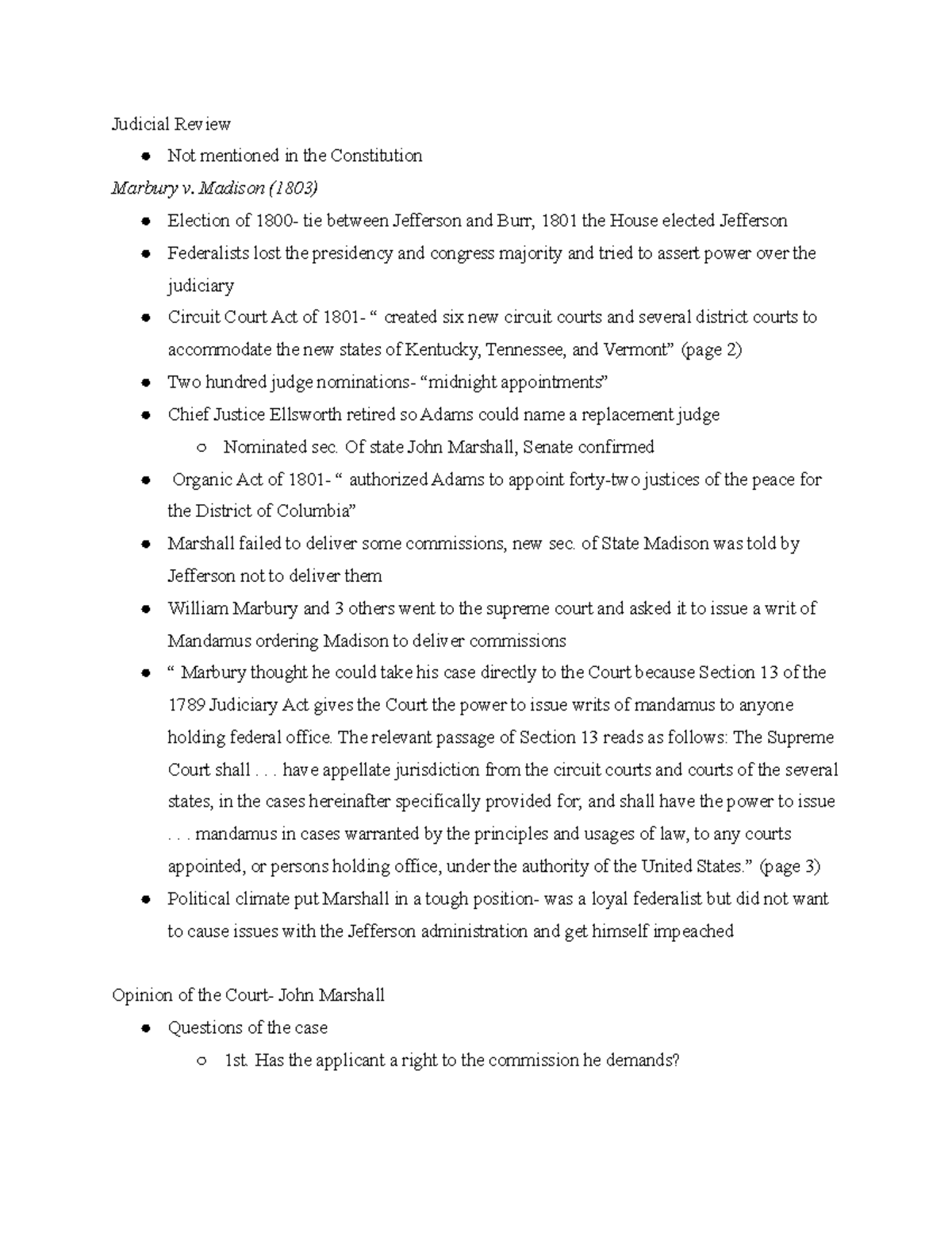 Reading 3 Judicial Power - Judicial Review Not mentioned in the ...
