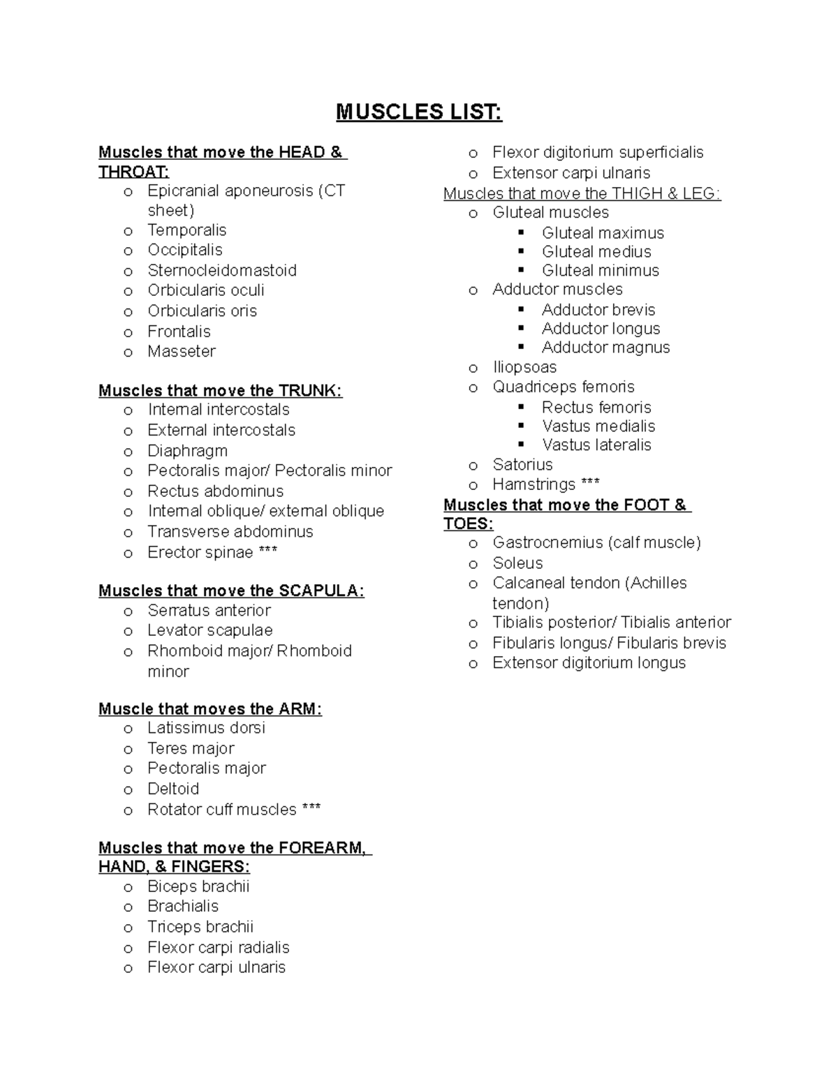 Muscles LIST - muscle list - MUSCLES LIST: Muscles that move the HEAD ...