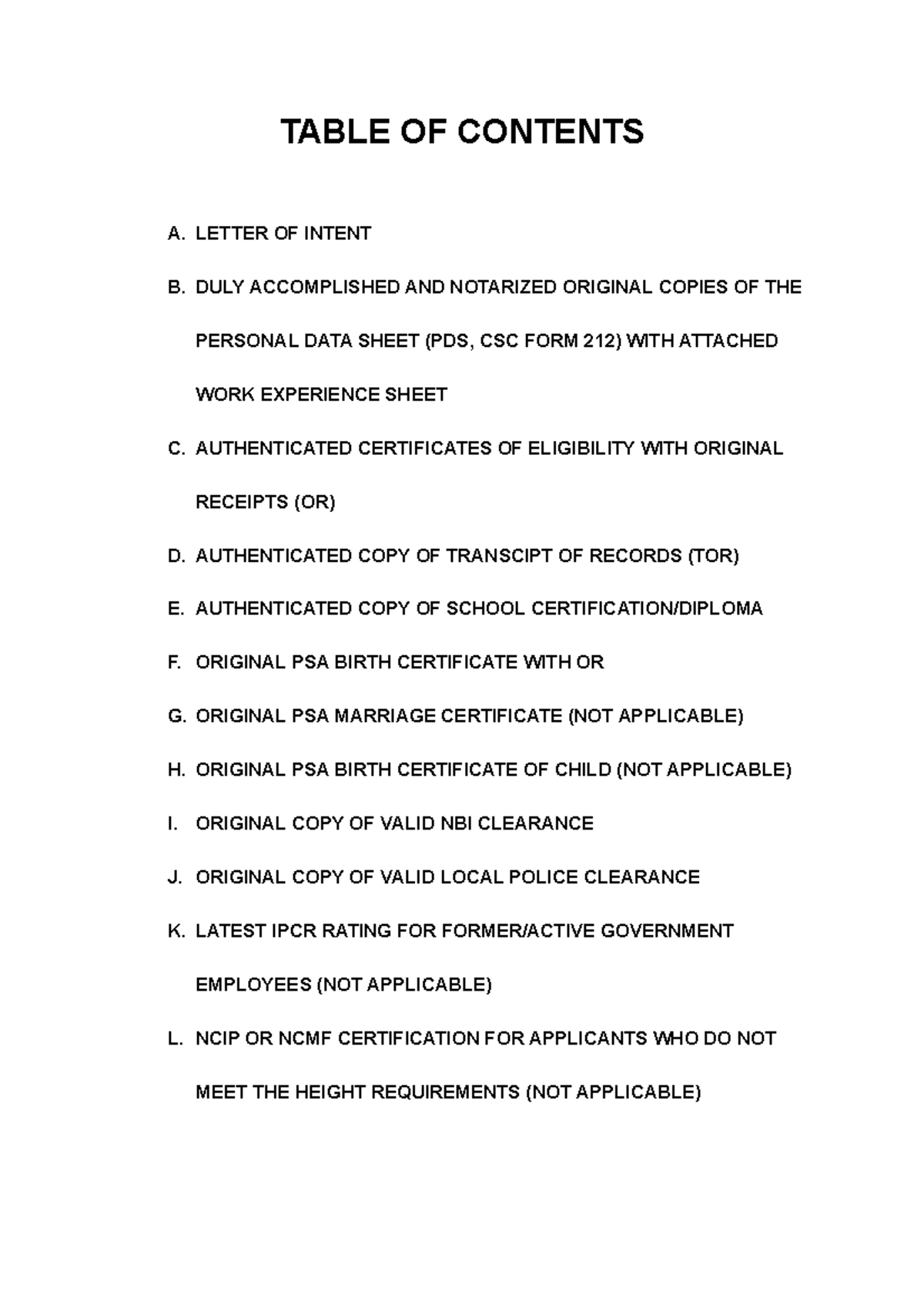 Table Of Contents Requirements For Bucor TABLE OF CONTENTS A table-of-contents-requirements-for-bucor-table-of-contents-a