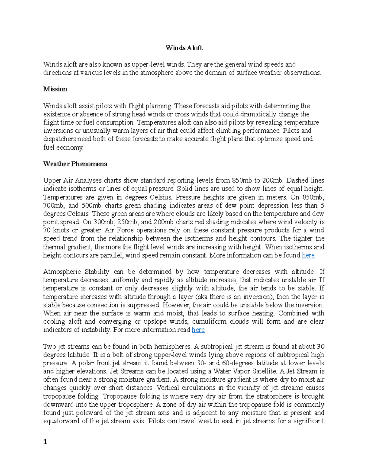 Winds Aloft - Lecture notes All - Winds Aloft Winds aloft are also ...