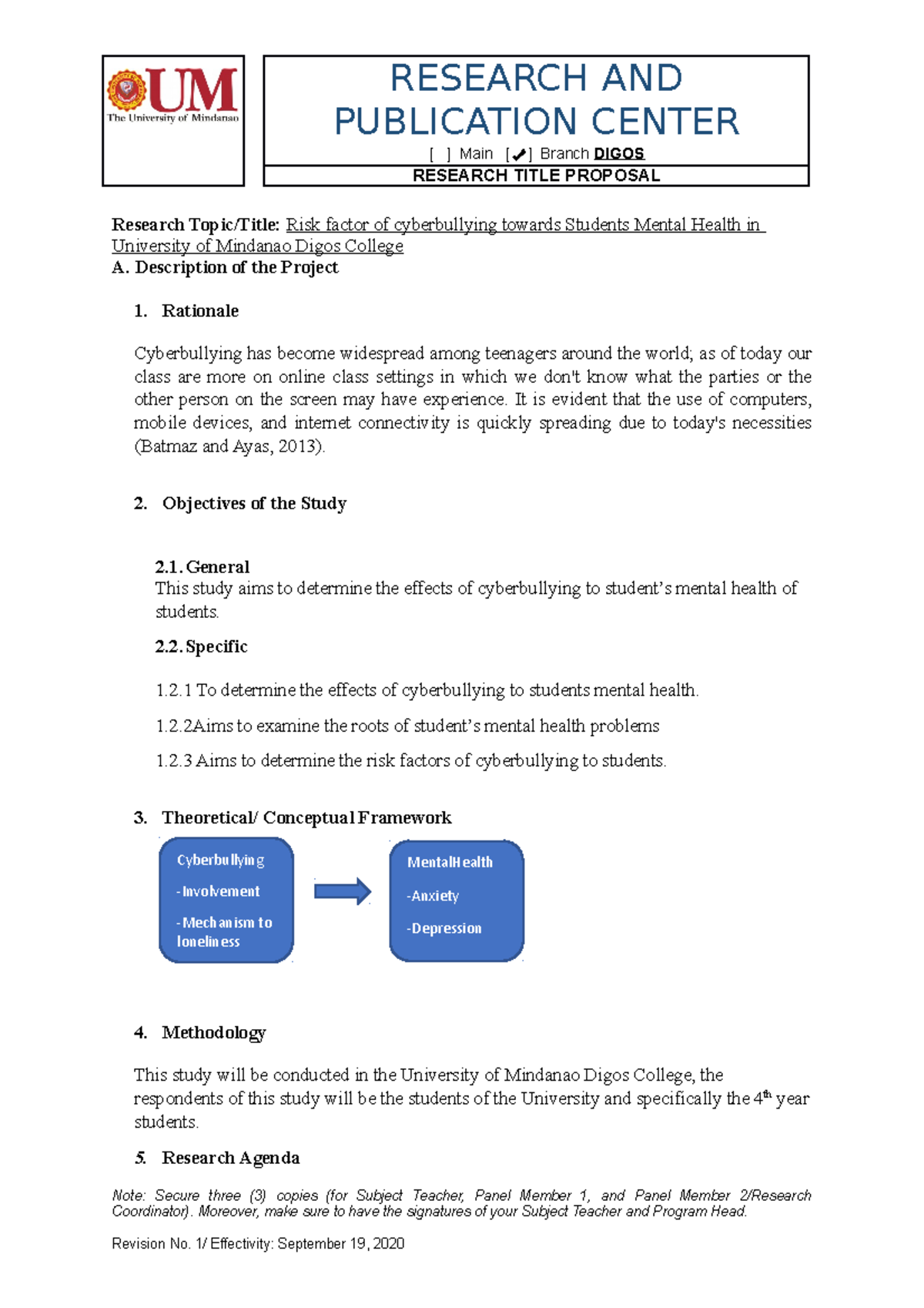 2 Title Proposal F - RESEARCH AND PUBLICATION CENTER [ ] Main ...