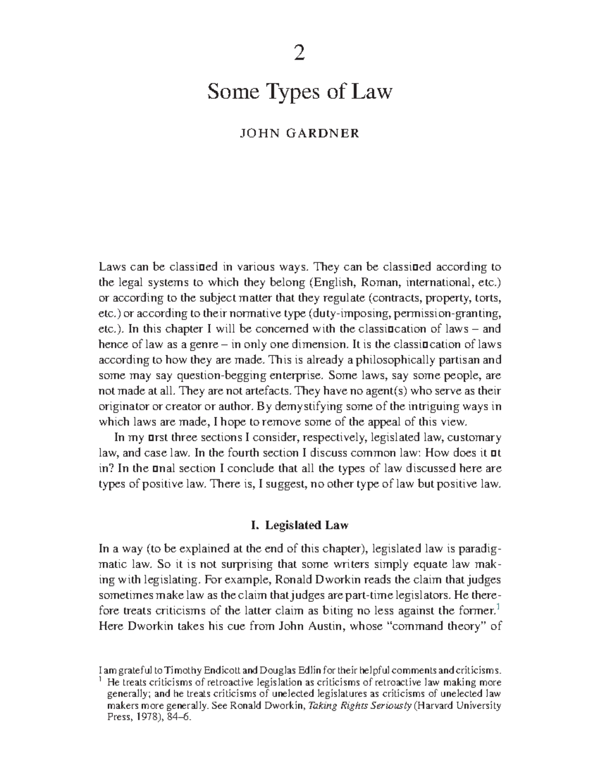 John Gardner, Some Types of Law - 2 Some Types of Law john gardner Laws ...