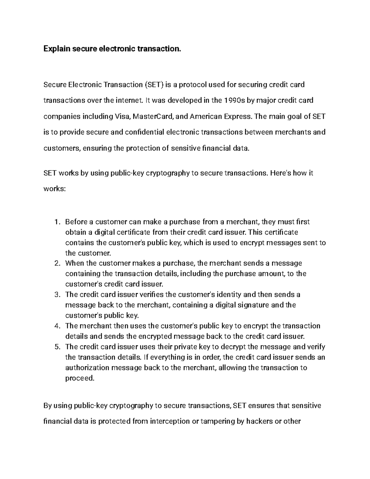 Explain secure electronic transaction - Secure Electronic Transaction ...