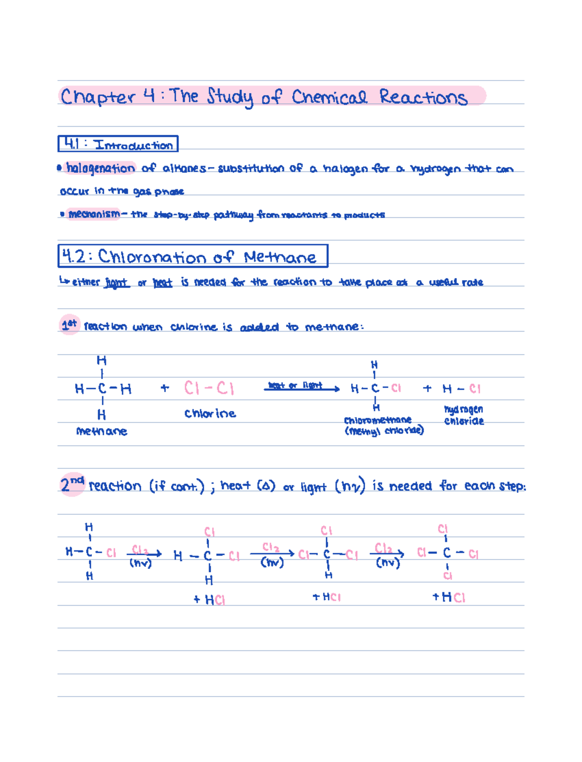 Ch. 4.1-4.3 Textbook Notes - Chapter 4 The Study of Chemical Reactions ...