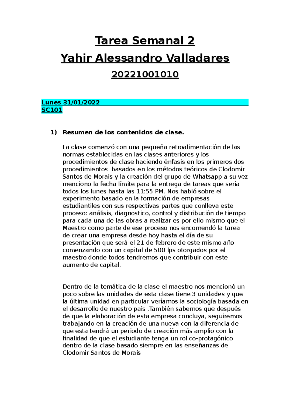 Yahir Valladares Tarea Semanal 2 - Tarea Semanal 2 Yahir Alessandro ...