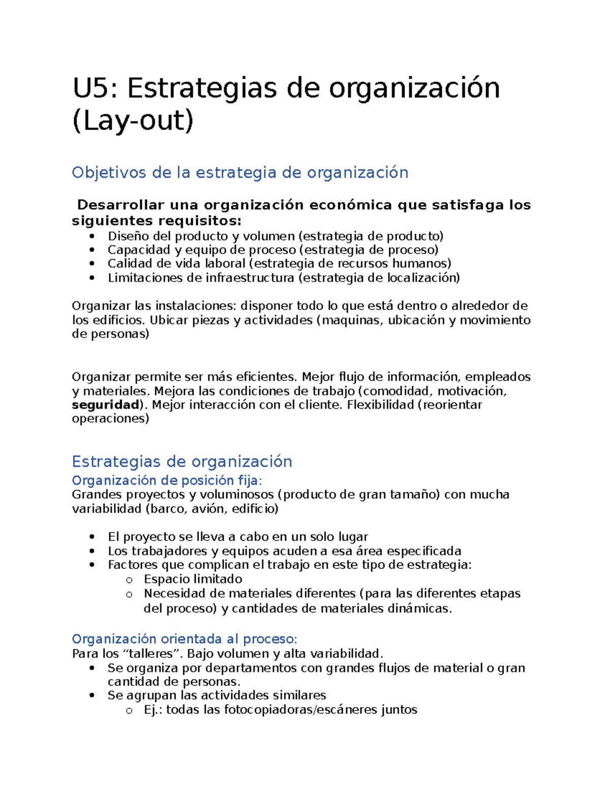 Gestión de operaciones - U5 Lay-out - Gestión de operaciones - ORT ...