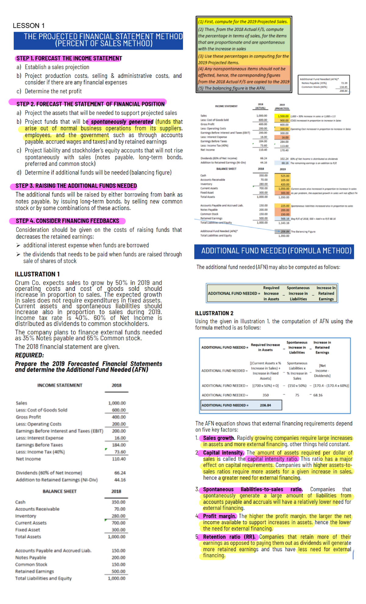 Valmet prelim - notes - (1) First, compute for the 2019 Projected Sales ...
