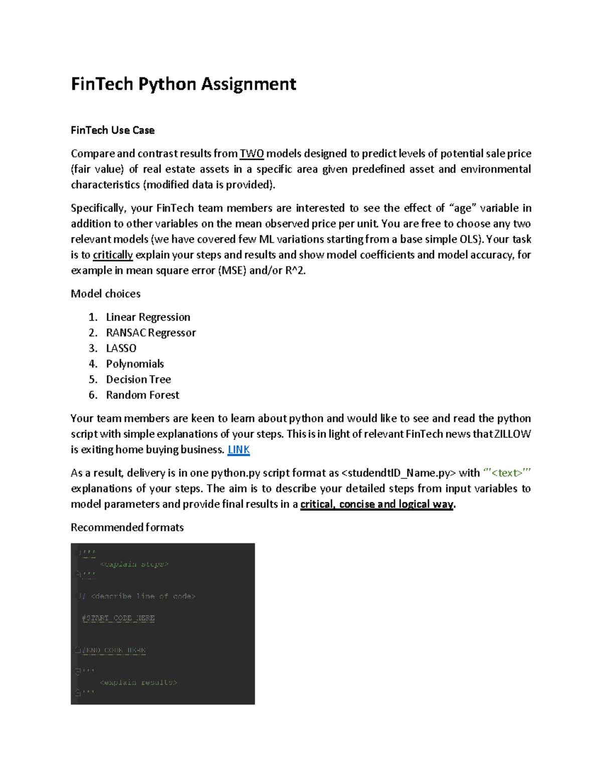 T2 2022 Python Assignment - FinTech Python Assignment FinTech Use Case ...