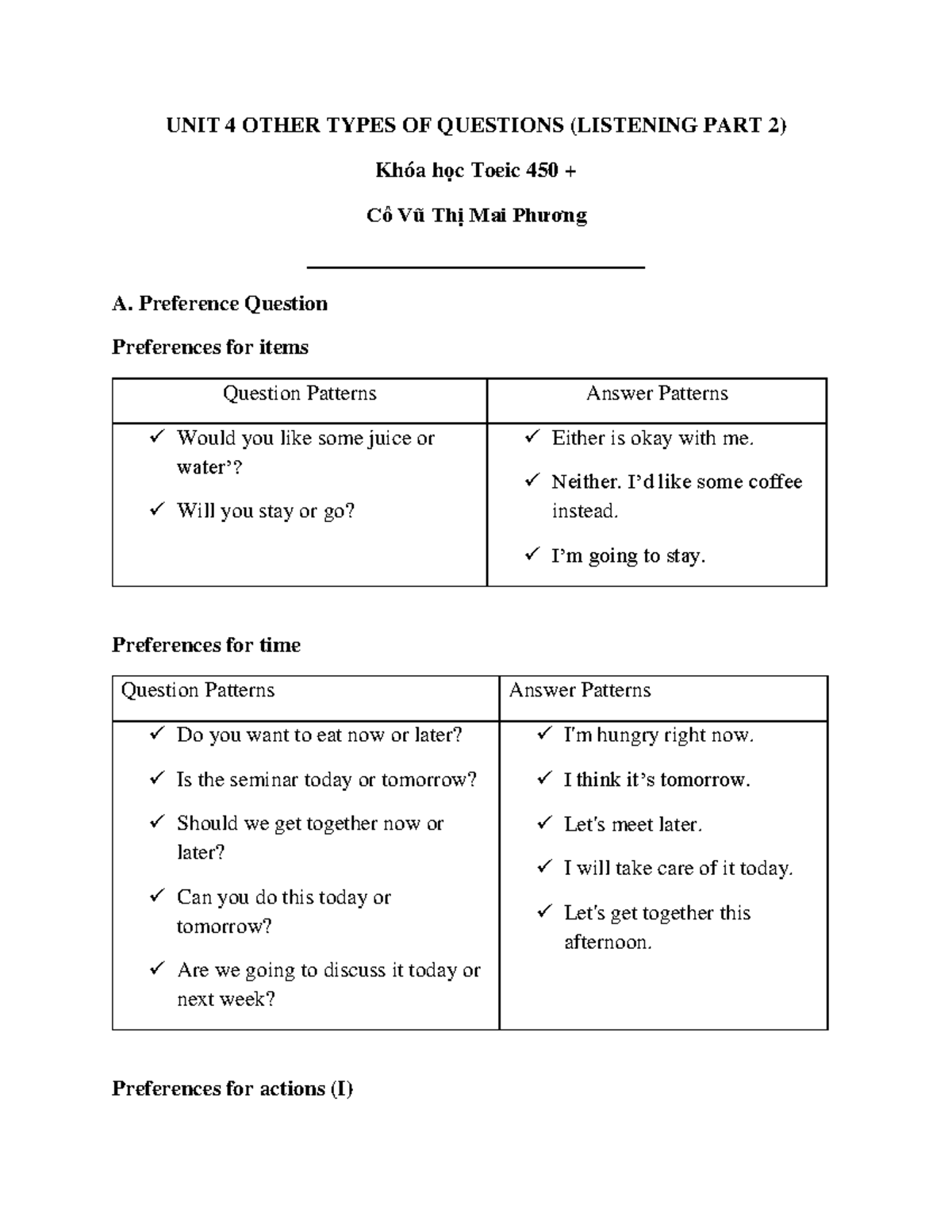 Tài liệu bài tập tiếng anh - UNIT 4 OTHER TYPES OF QUESTIONS (LISTENING ...