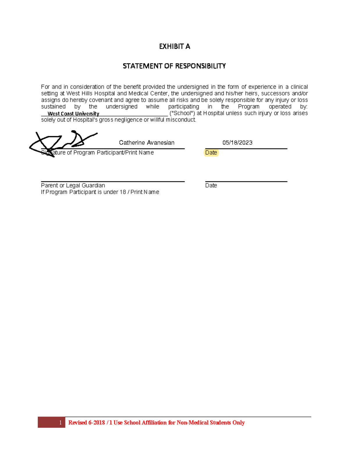 2 - 00 West Hills Hospital Blank Docs Exhibit A B C (004) (006) - 1 ...