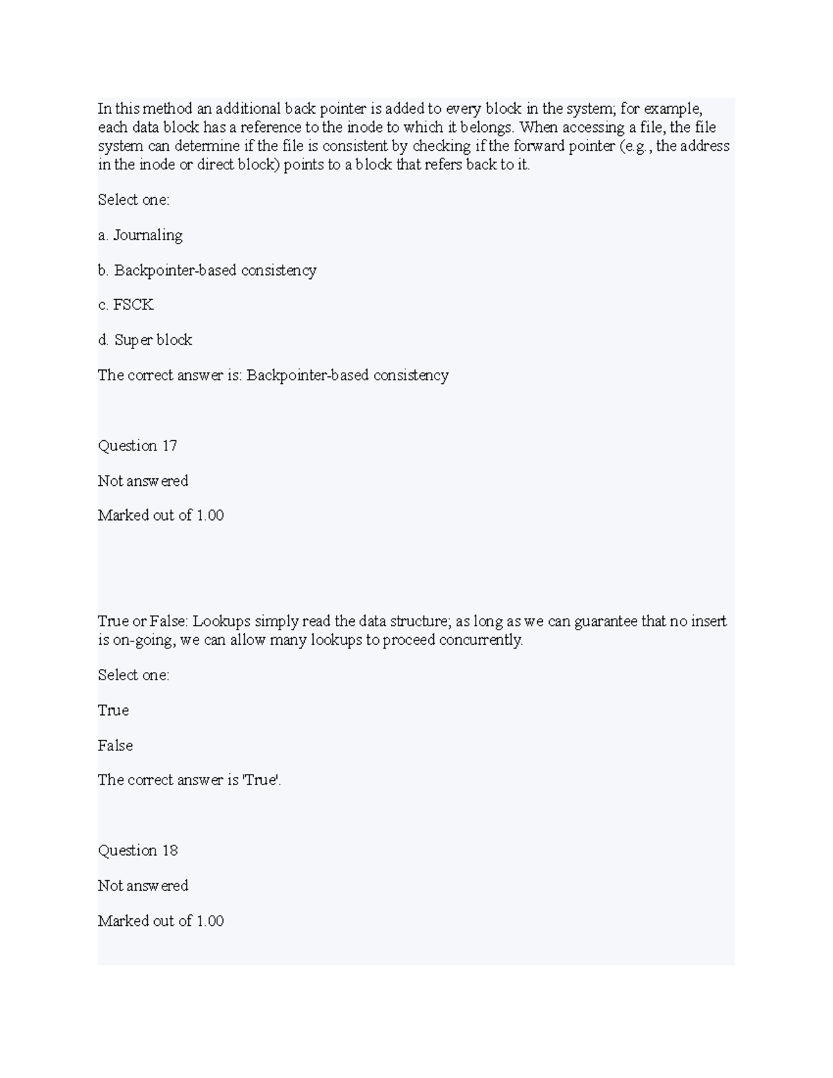 CS3307 Quiz 117 - In this method an additional back pointer is added to ...