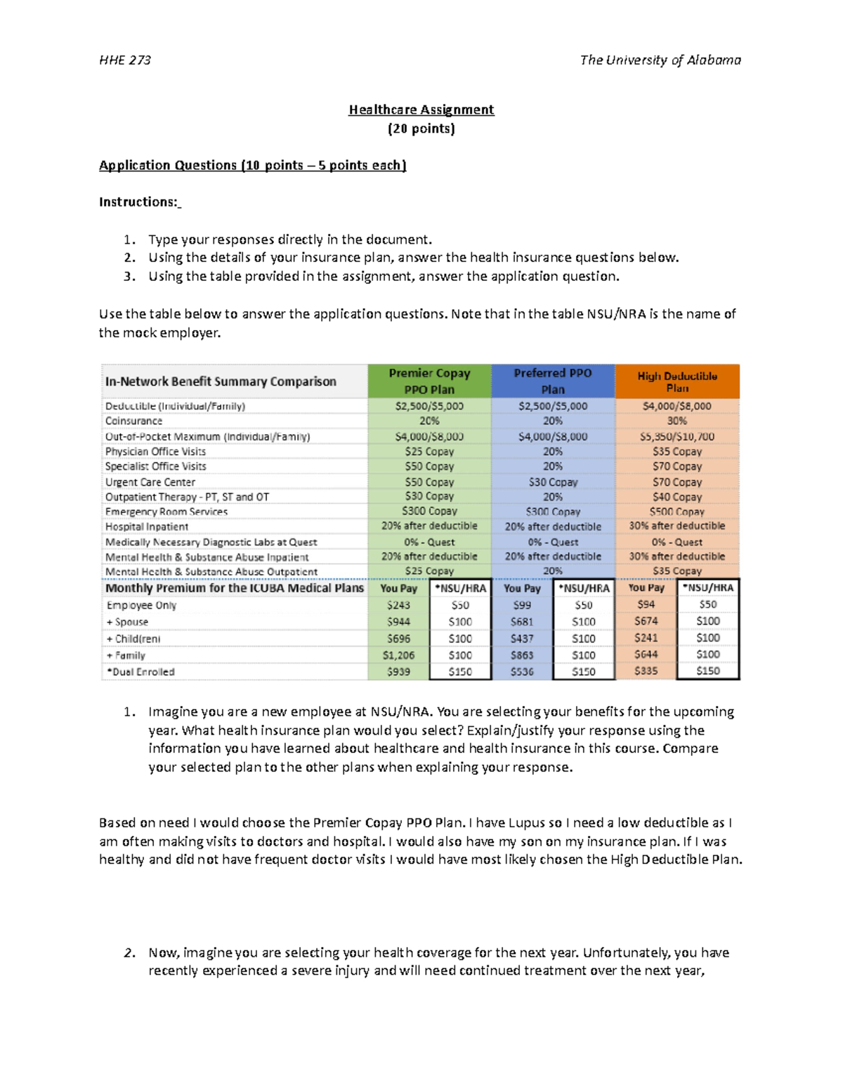 Hutchinson-Aleah-Healthcare Assignment - HHE 273 The University of ...