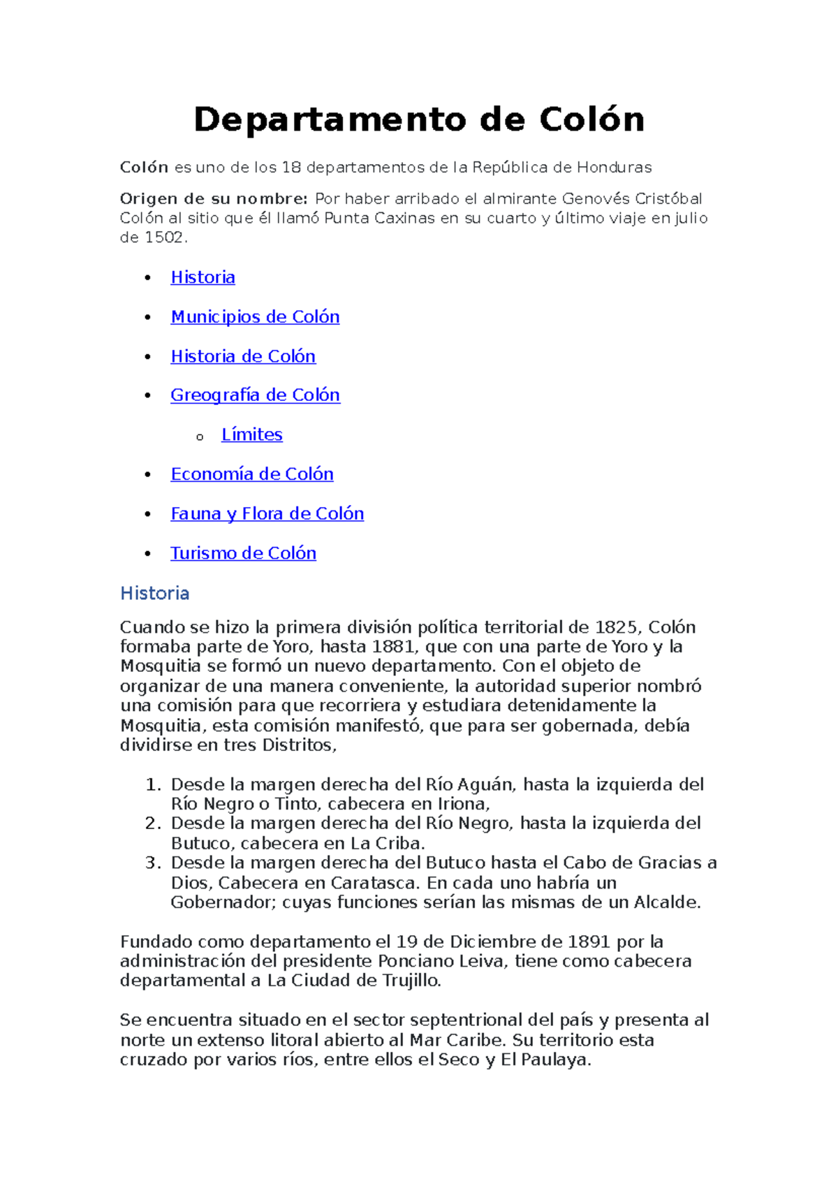 Departamento de Colón - Colon - Departamento de Colón Colón es uno de ...