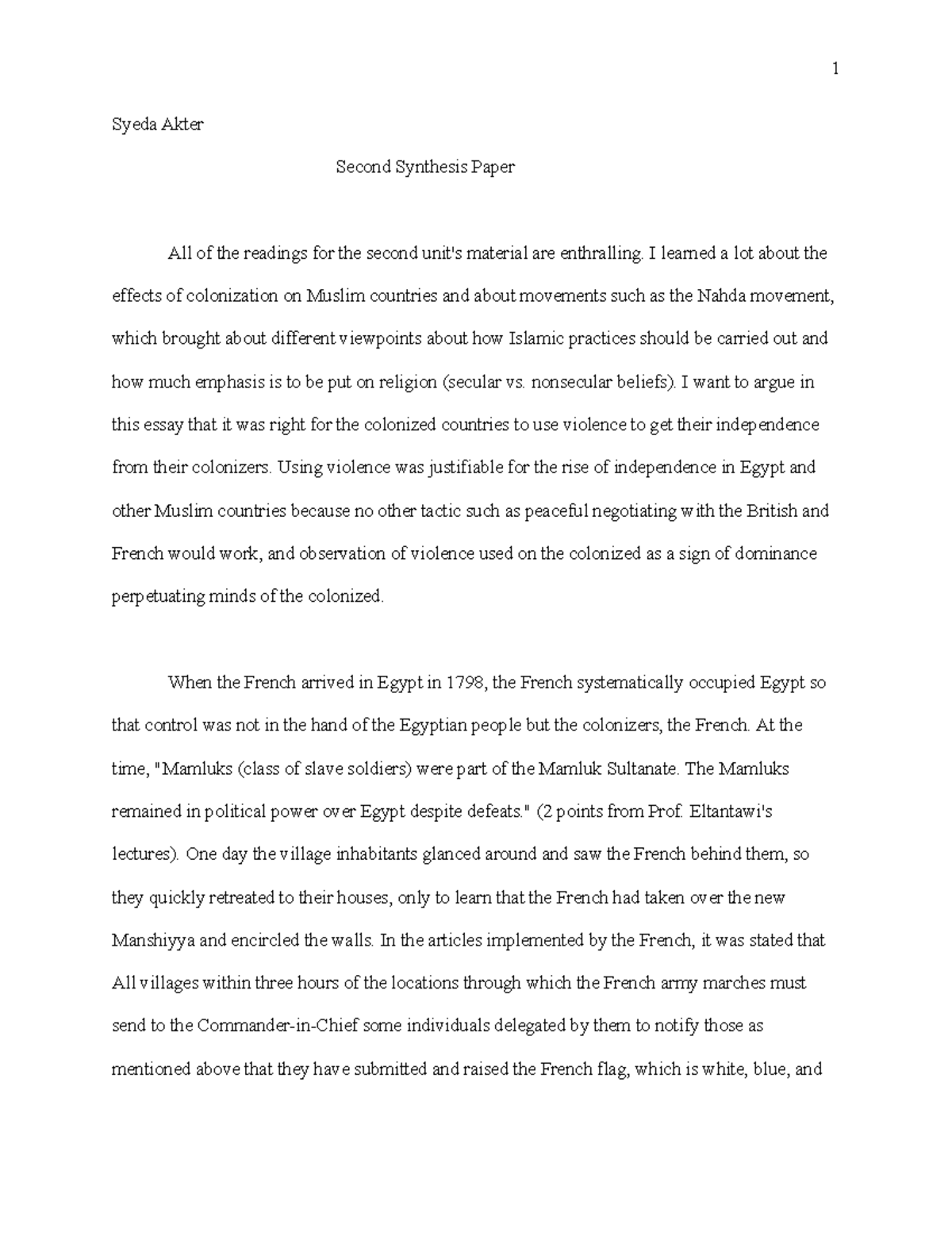 2nd synthesis paper - 1 Syeda Akter Second Synthesis Paper All of the ...