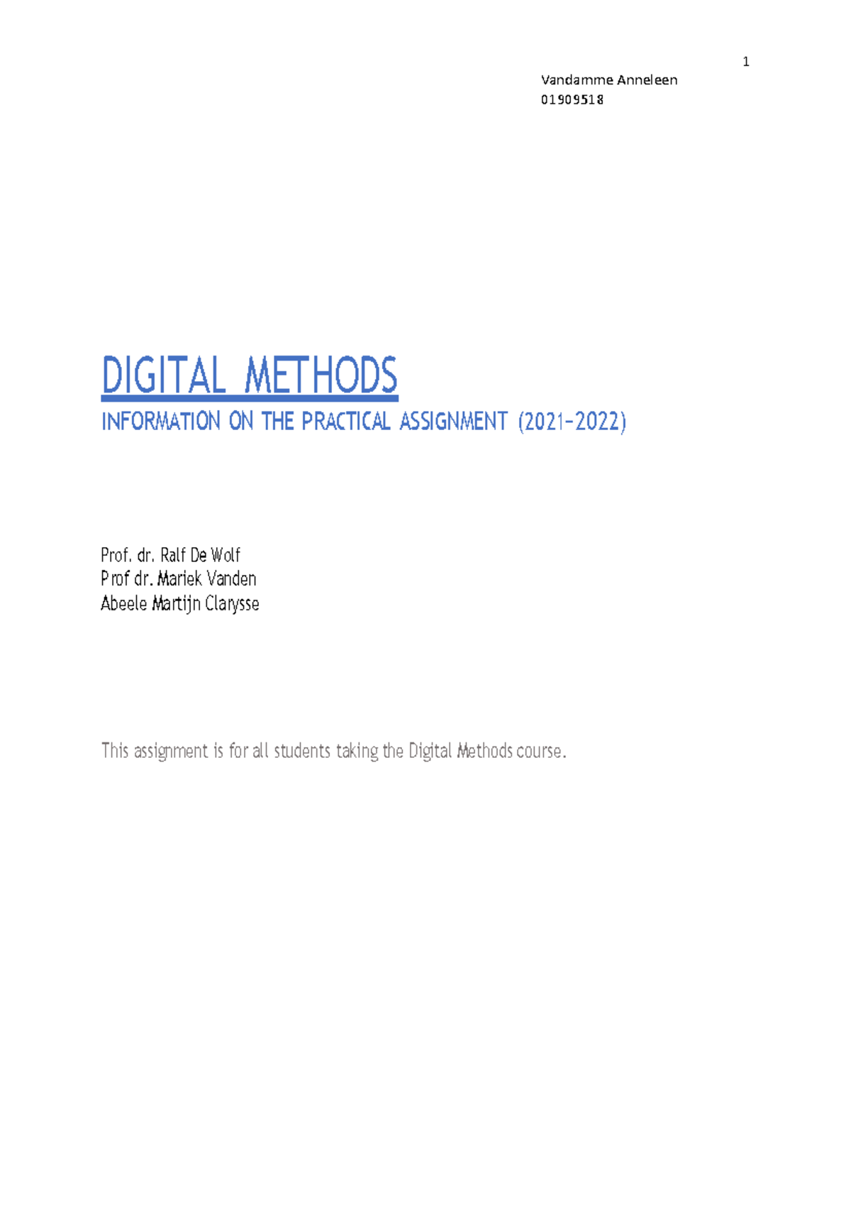 Individual Assignment Digital Methods 21-22 ALL Students updated 22.03. ...