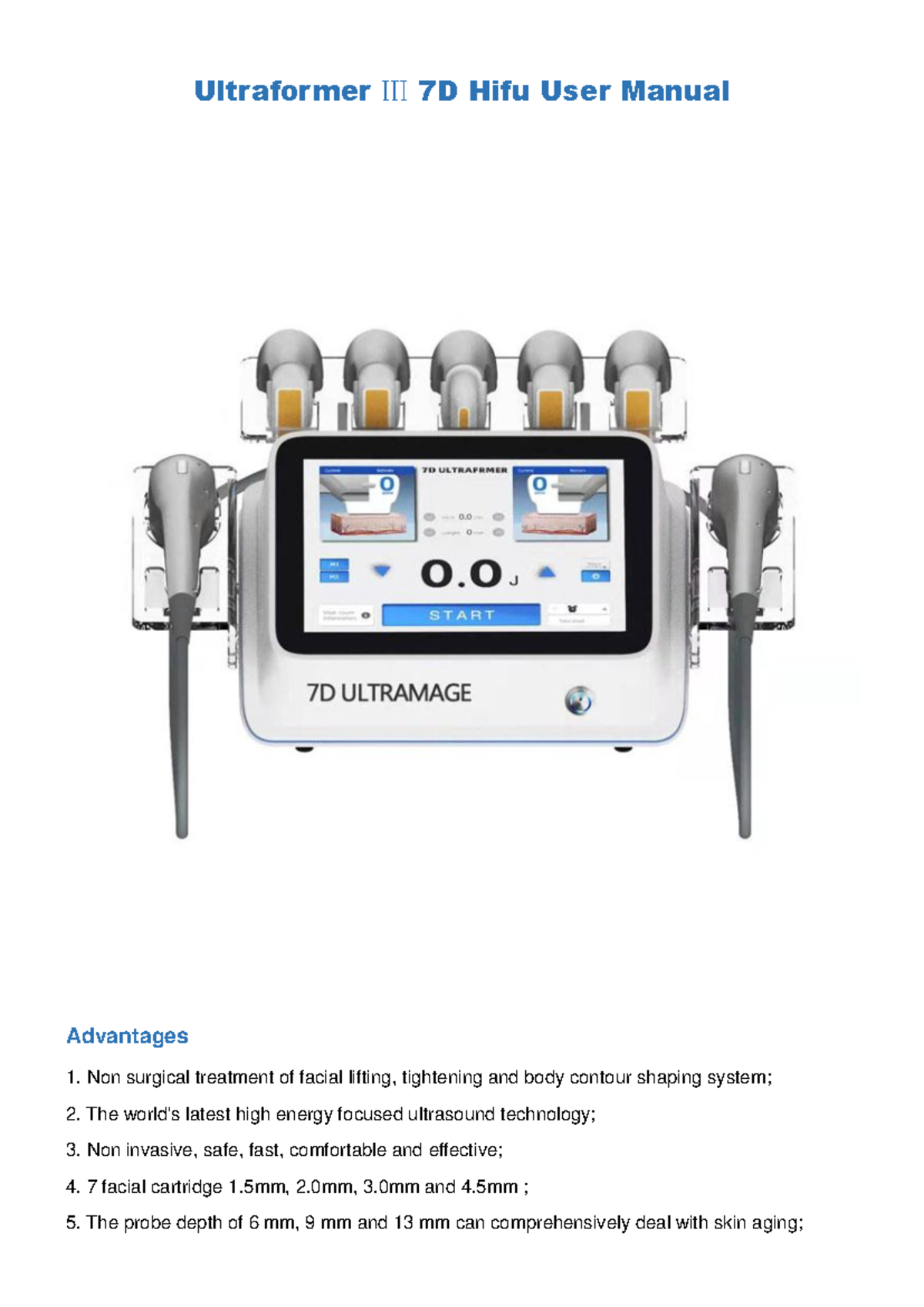 Portable 7D Hifu User Manual (Ultraformer 3) - Ultraformer III 7D Hifu ...