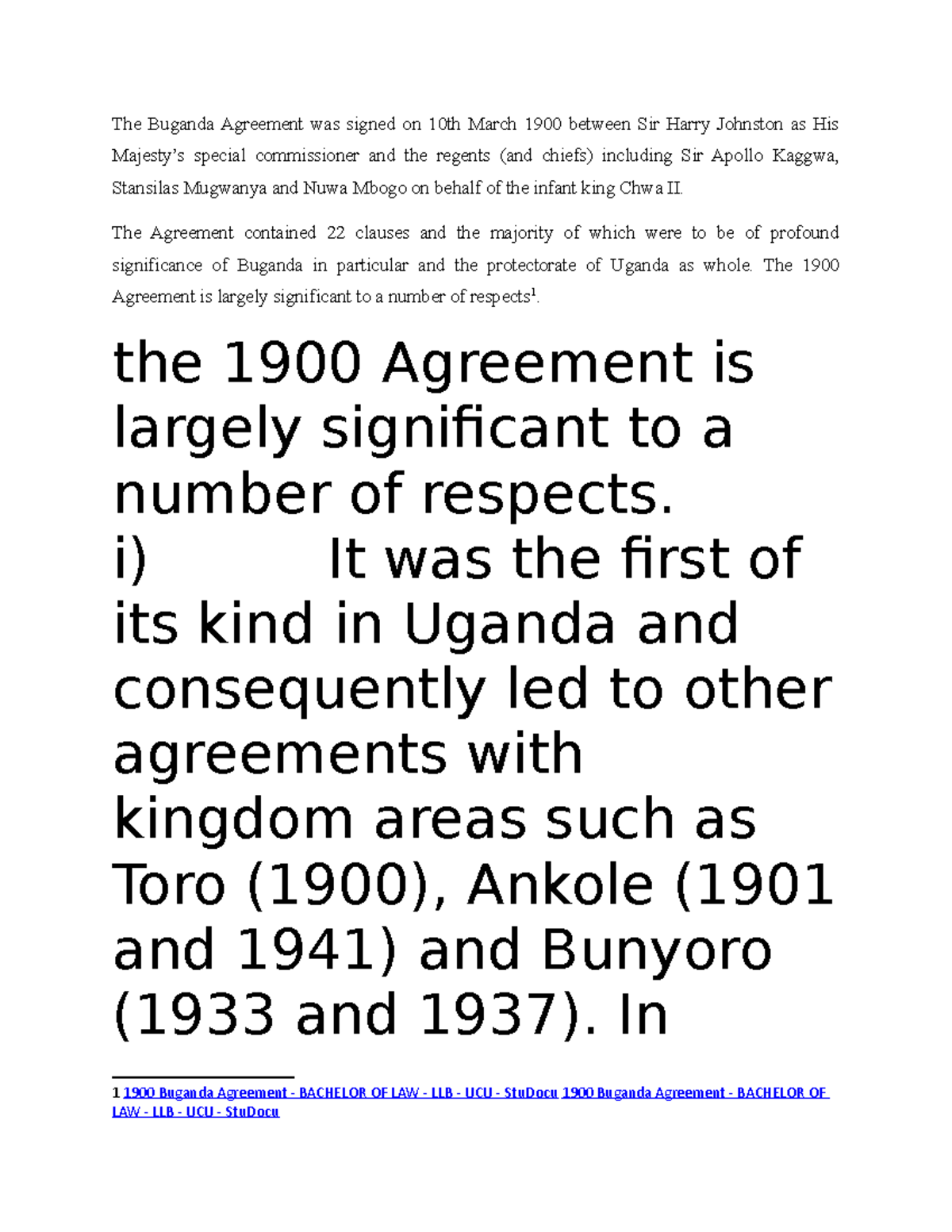 Constitutional history - The Buganda Agreement was signed on 10th March ...
