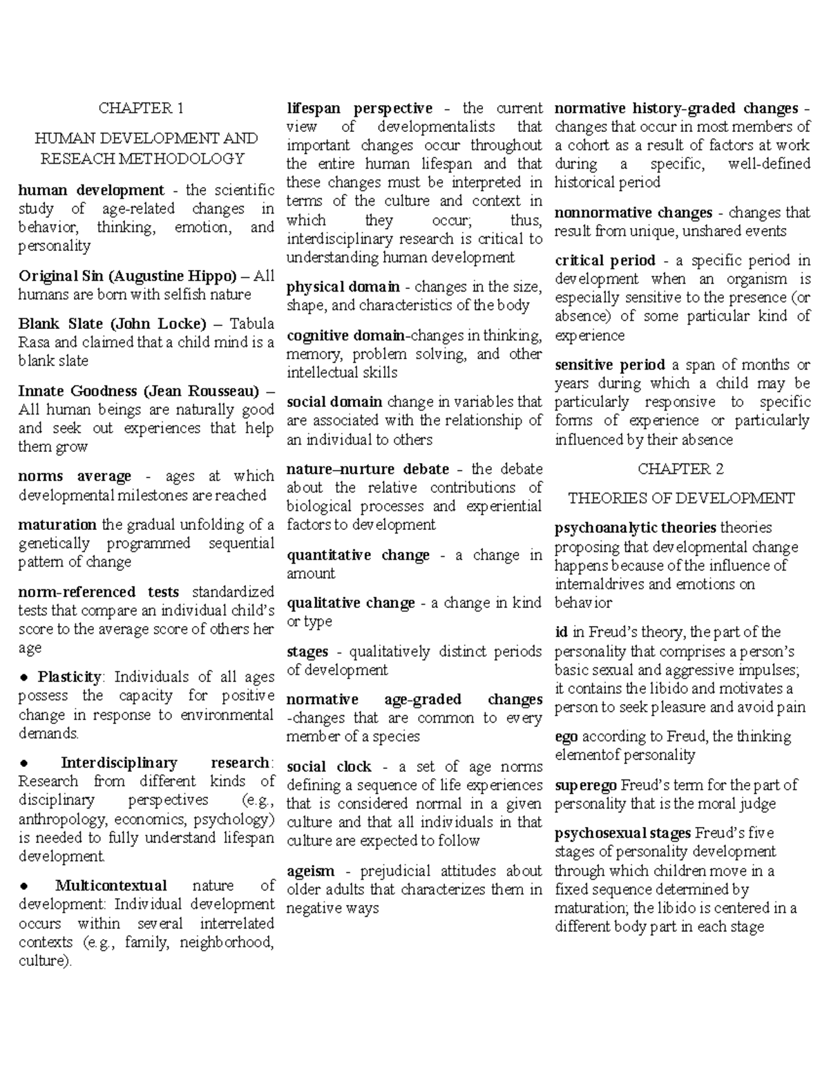 Dev Psych Reviewer Midterm - CHAPTER 1 HUMAN DEVELOPMENT AND RESEACH METHODOLOGY human ...