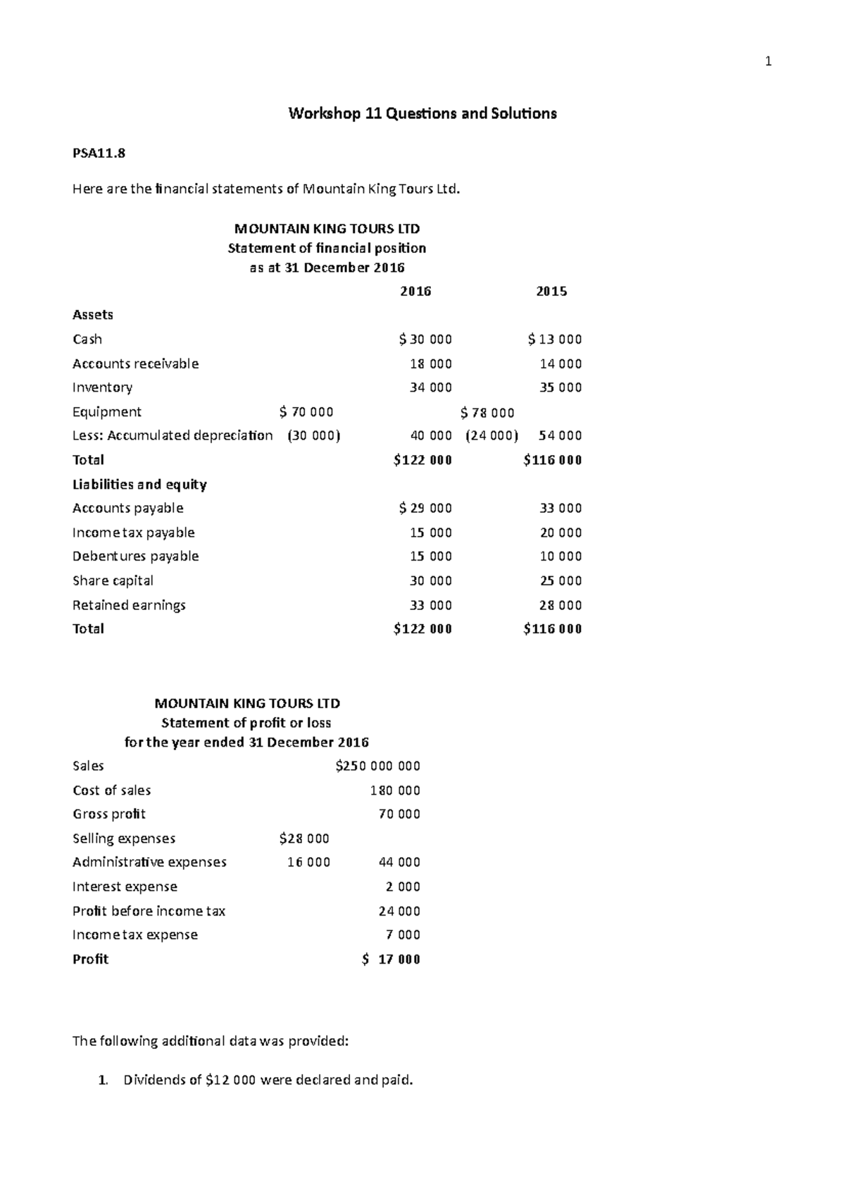 Workshop 11 Questions and Solutions - Workshop 11 Questions and ...