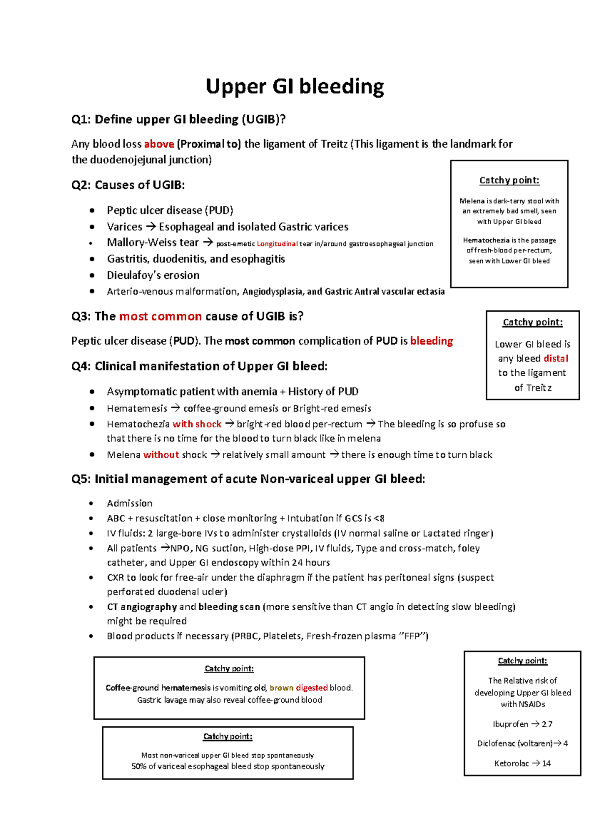 Upper GI bleeding - The most common complication of PUD is bleeding Q4 ...