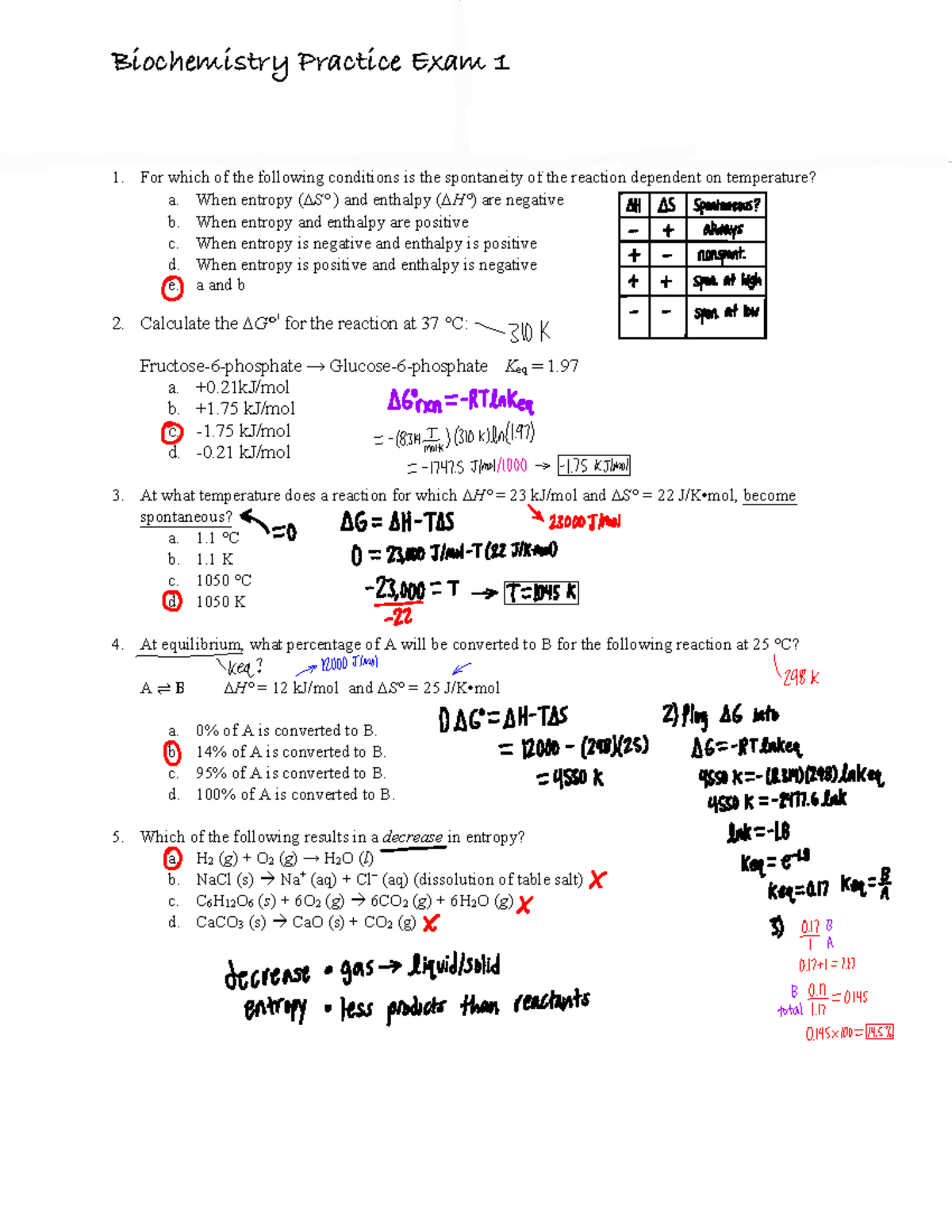 Biochem Practice Exam 1 - 09-13-18 Exam #2 (125 points) Fall 2018 ...