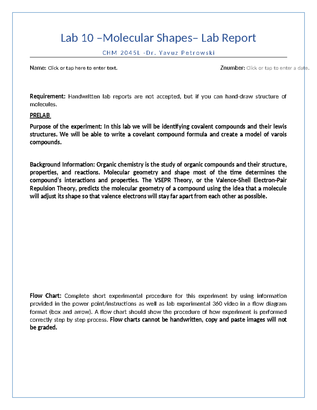Lab10-Molecular Shapes-Lab Report - Lab 10 –Molecular Shapes– Lab ...