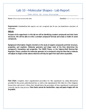 Chem lab 10 - Chem lab 10 - CHM 2045L - Studocu