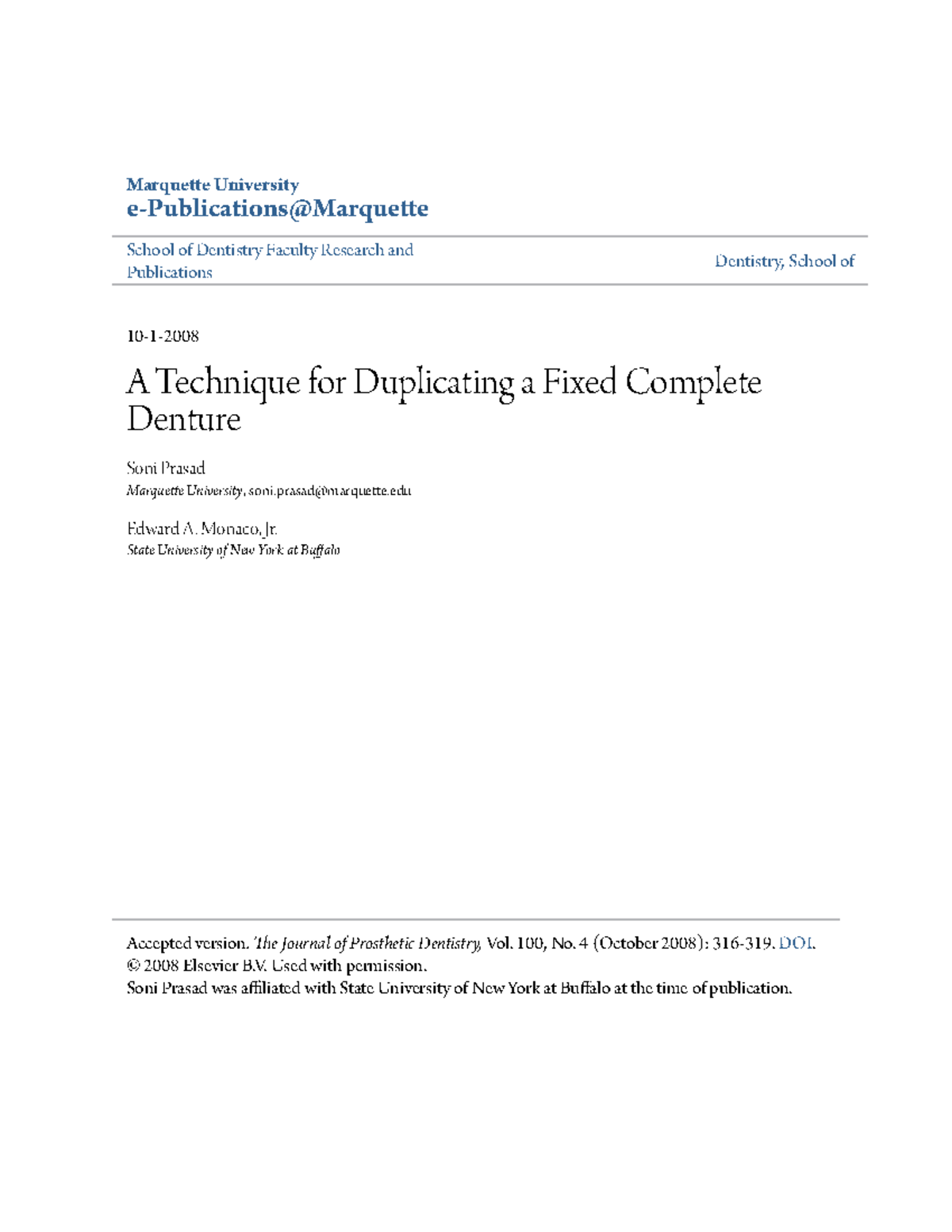 A Technique for Duplicating a Fixed Complete Denture ...
