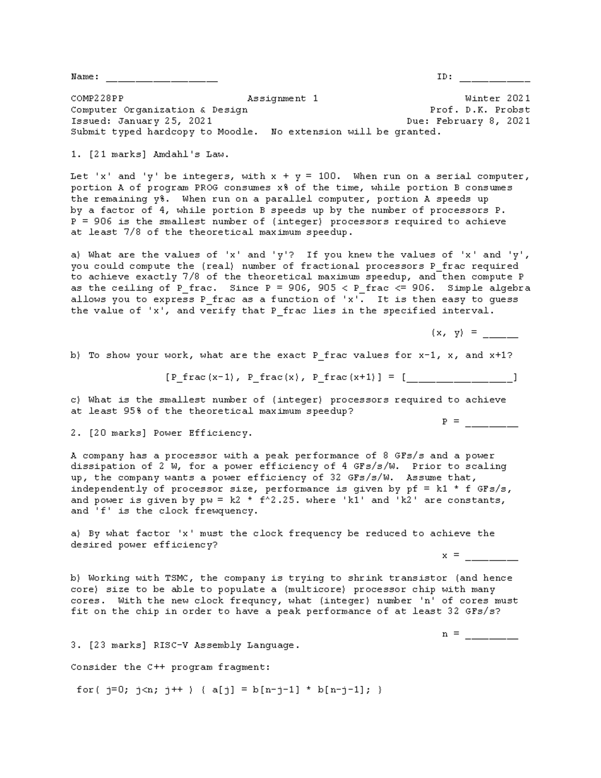 Comp228- Assignment 1- questions & solutions - Name: ___________________ ID ...