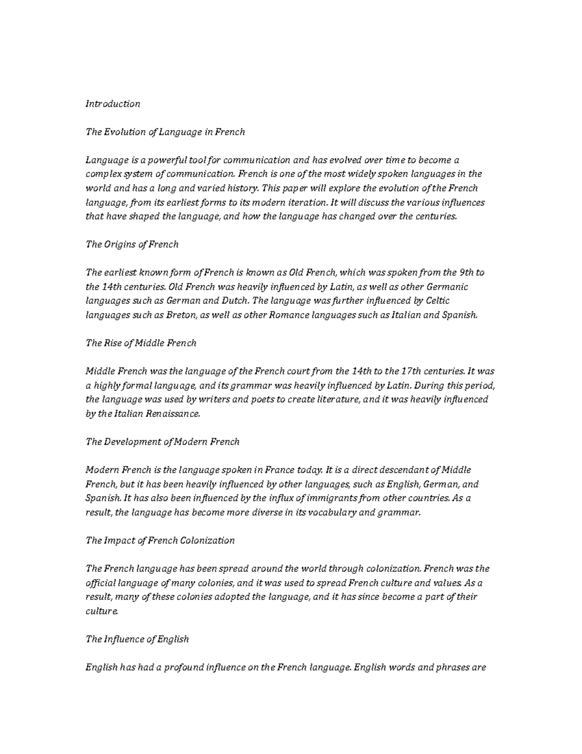 The Evolution of Language Notes de cours - Introduction The Evolution ...