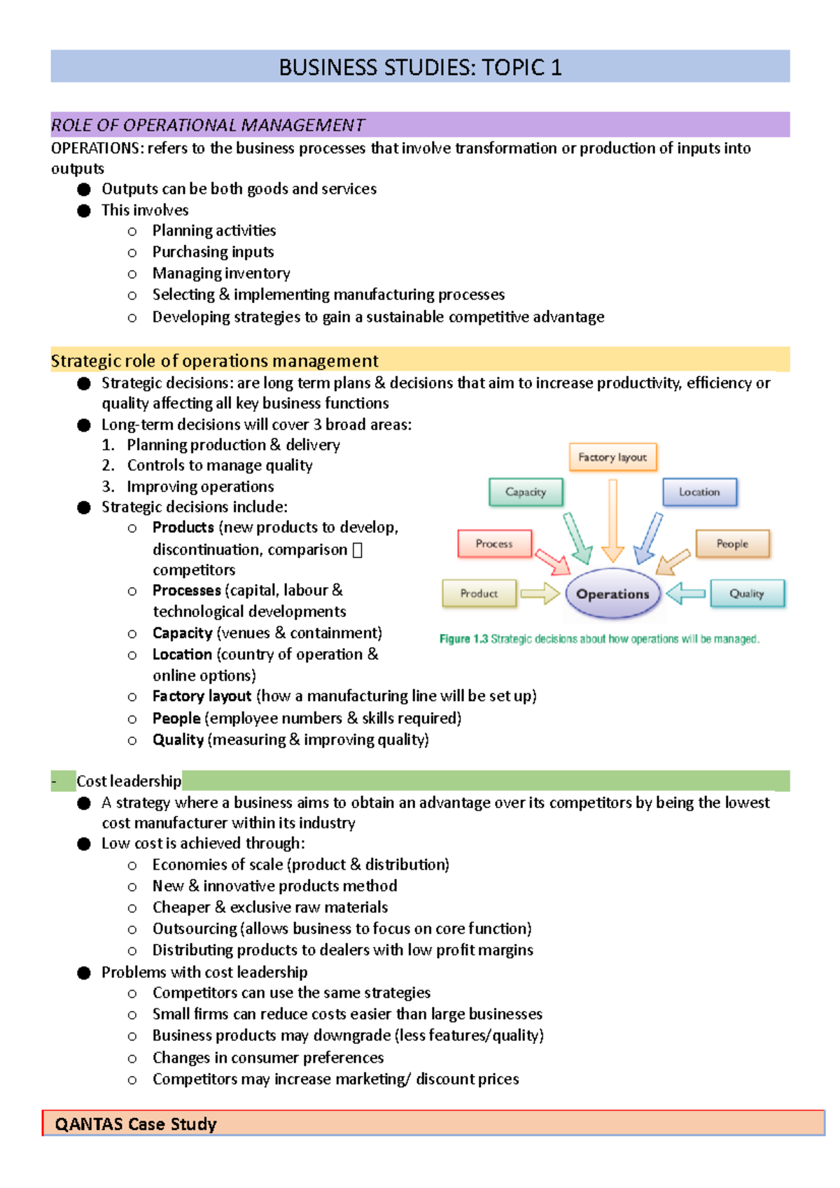 HSC Topic 1 - Operations Notes - Studocu