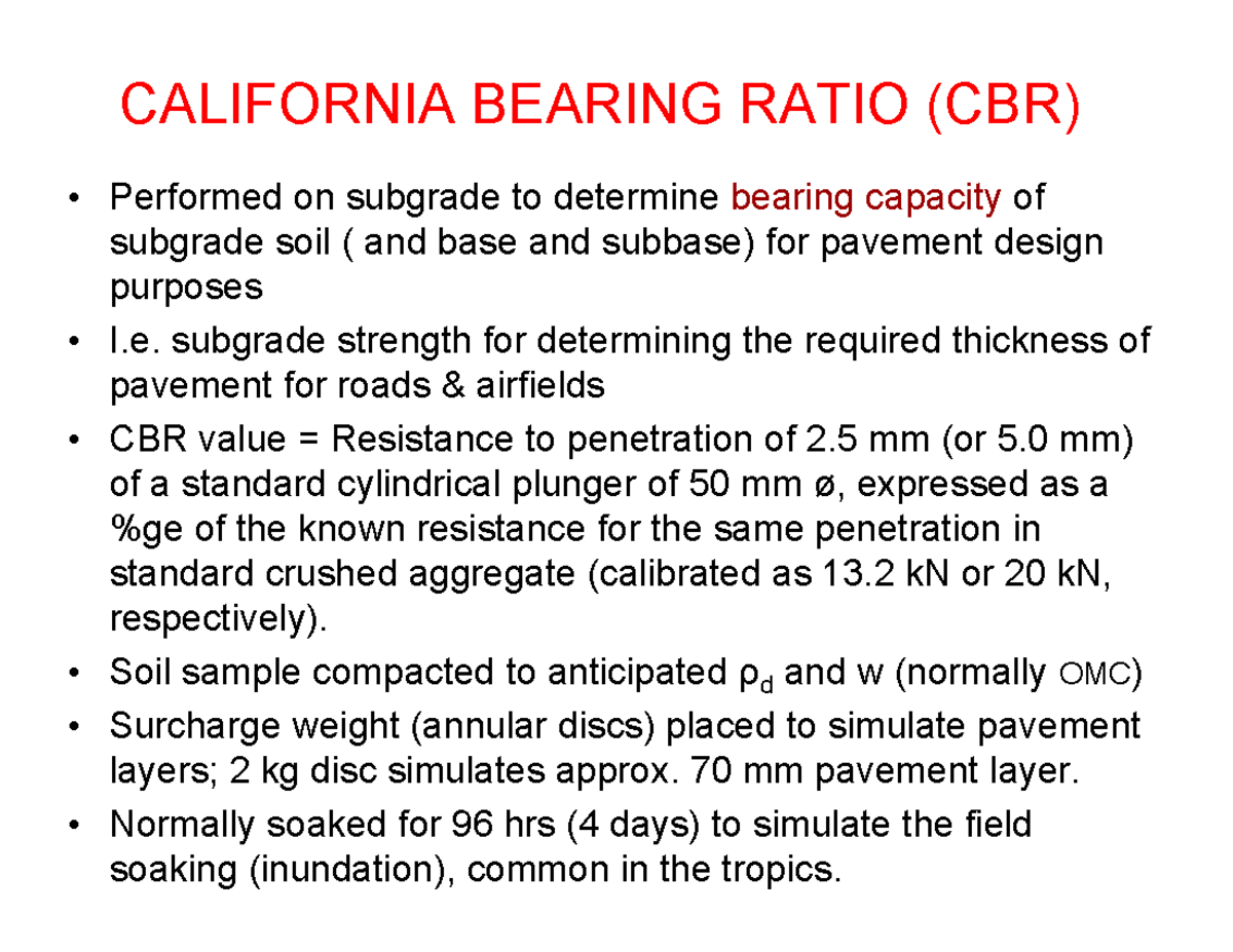 TR 331 – Highway Materials 3 - CALIFORNIA BEARING RATIO (CBR ...