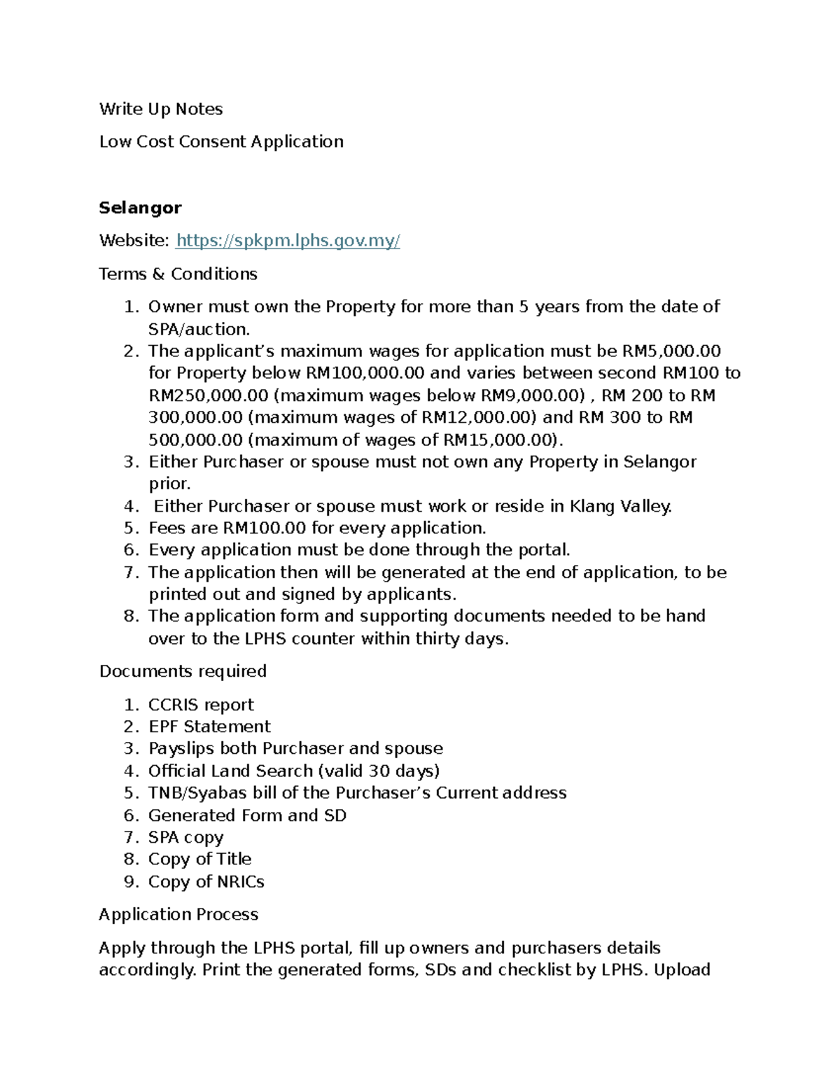 Write Up Notes - Write Up Notes Low Cost Consent Application Selangor ...