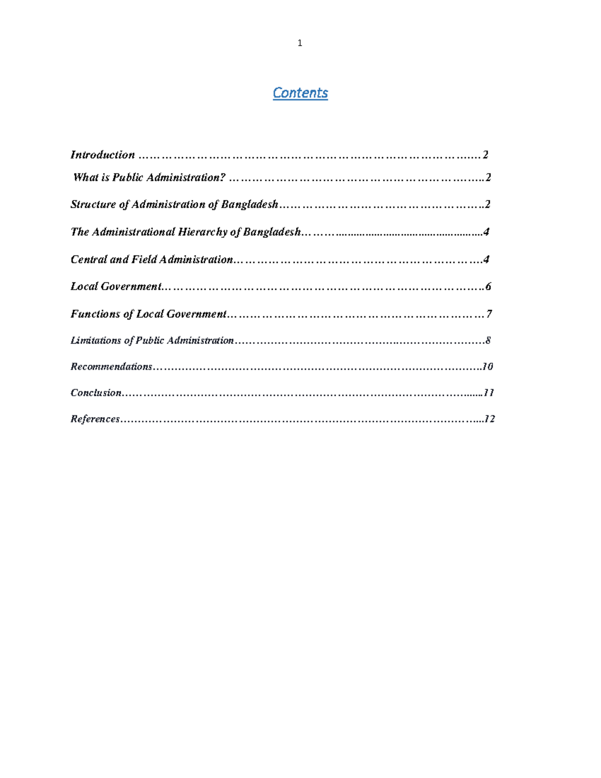 Bangladesh Public Administration - Contents Introduction What is Public Administration? - Studocu