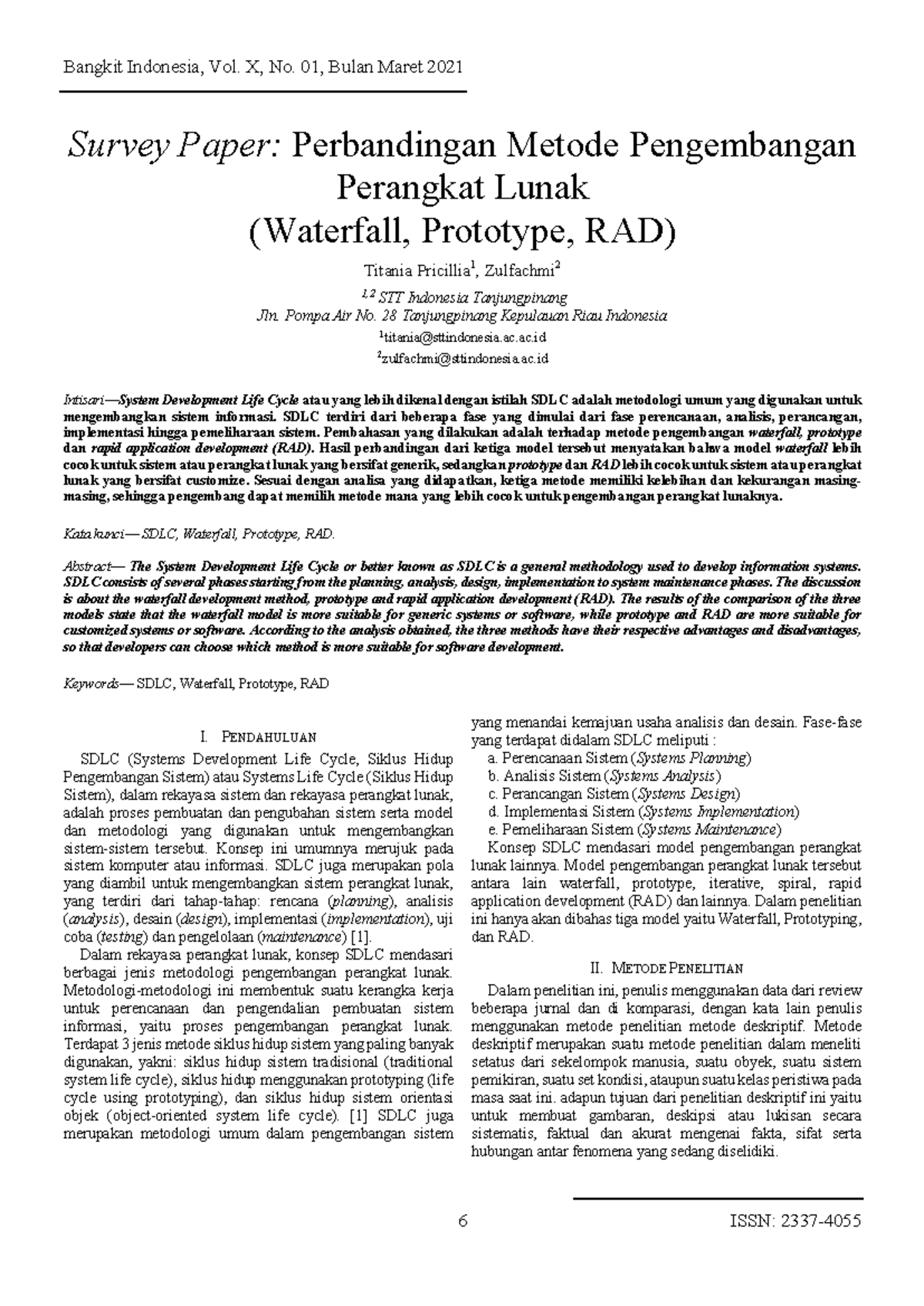 Materi Pembelajaran Perkuliahan - Survey Paper: Perbandingan Metode ...