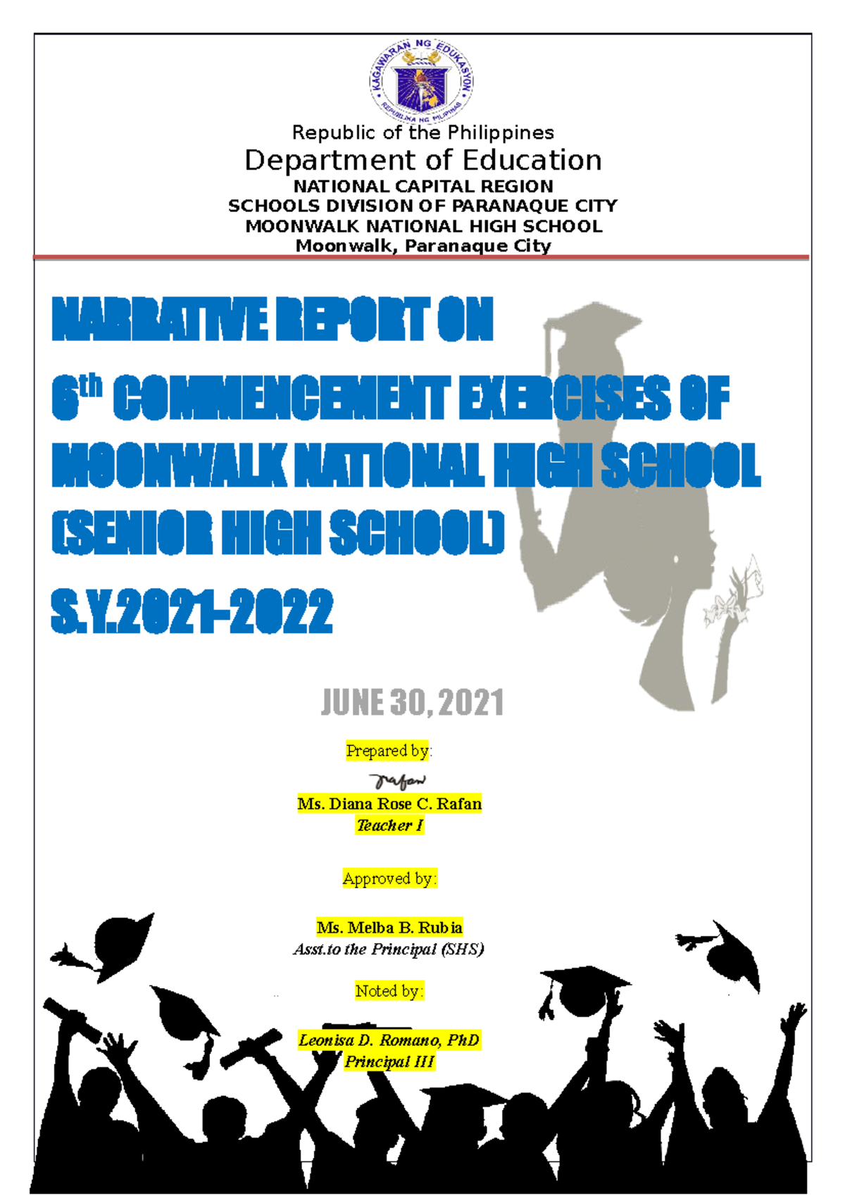 Narrative Report 2 - Republic of the Philippines Department of ...