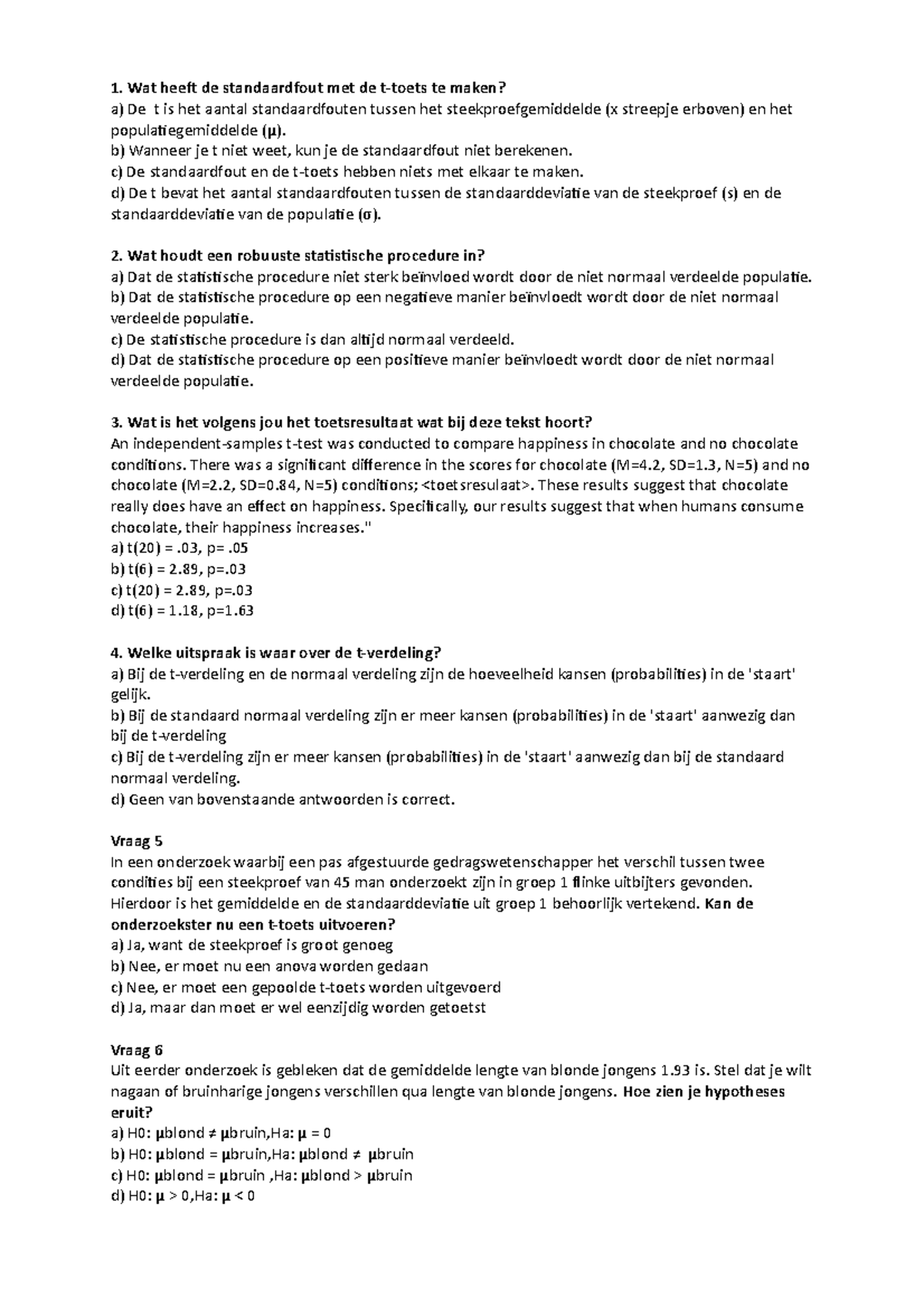 Oefentoets Onderzoekspracticum 2 - 1. Wat heeft de standaardfout met de ...