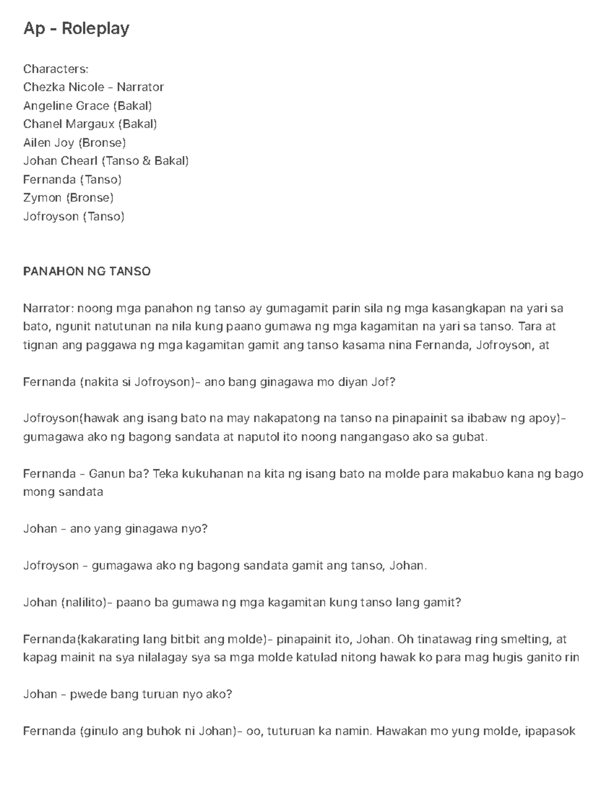 module for the second quarter - Ap - Roleplay Characters: Chezka Nicole ...