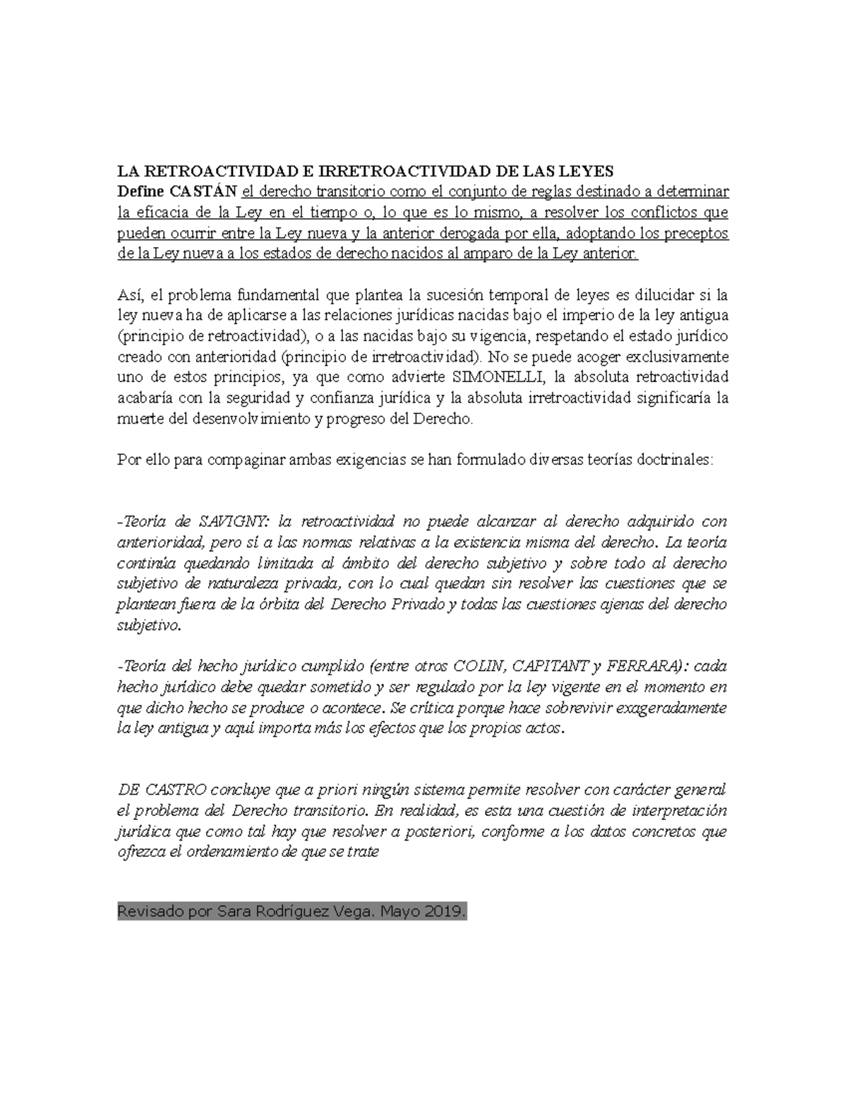 LA Retroactividad teorias - LA RETROACTIVIDAD E IRRETROACTIVIDAD DE LAS ...