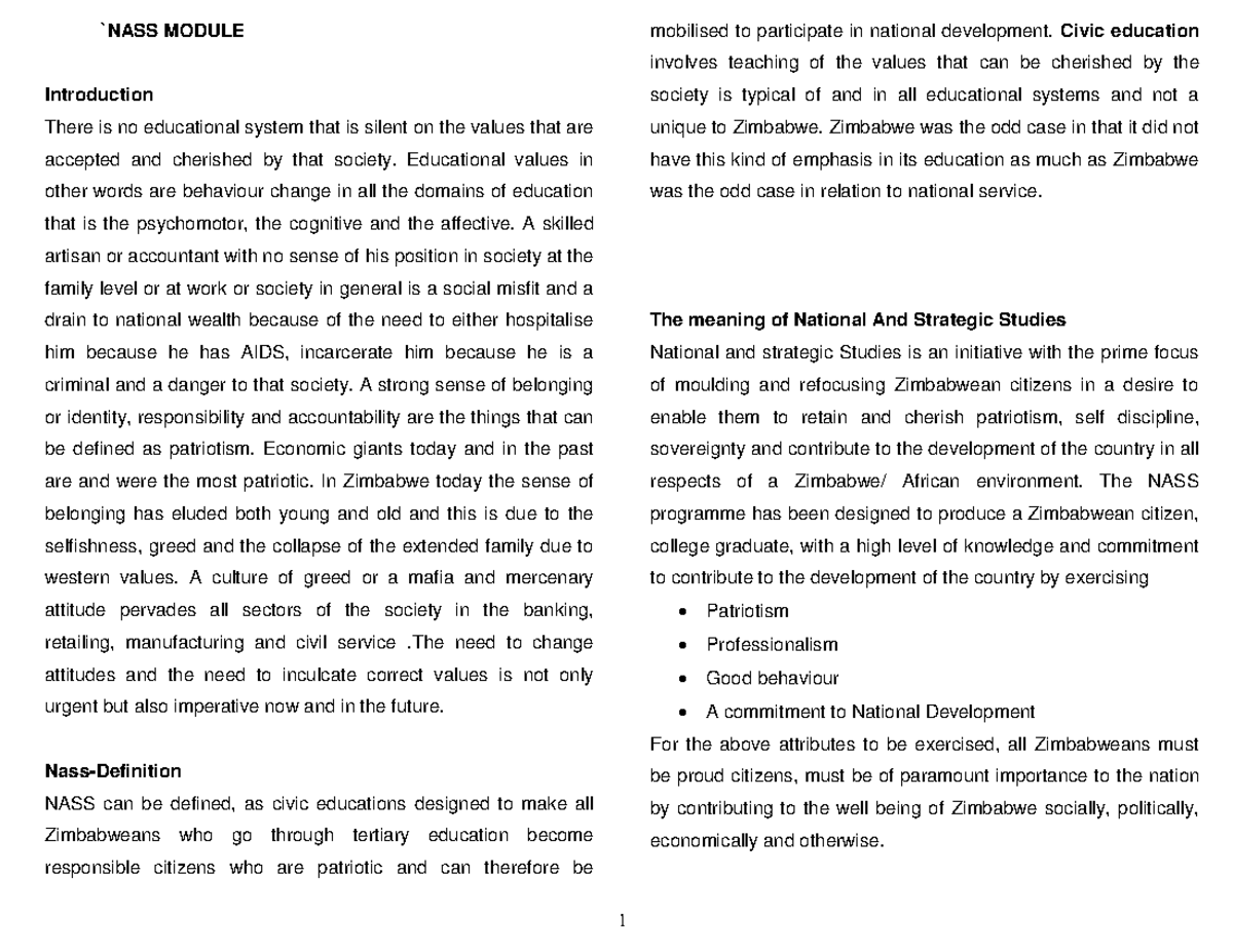 Nass Question and Answers module - `NASS MODULE Introduction There is no educational system that ...