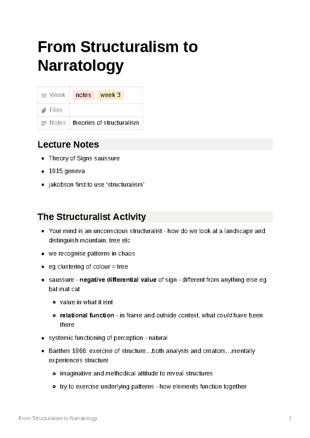 From Structuralism to Narratology - From Structuralism to Narratology ...