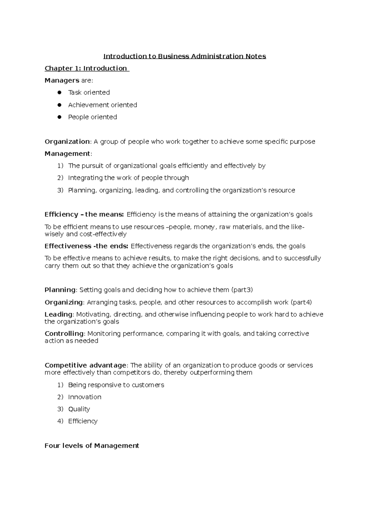 IBA Midterm Notes - Introduction to Business Administration Notes ...