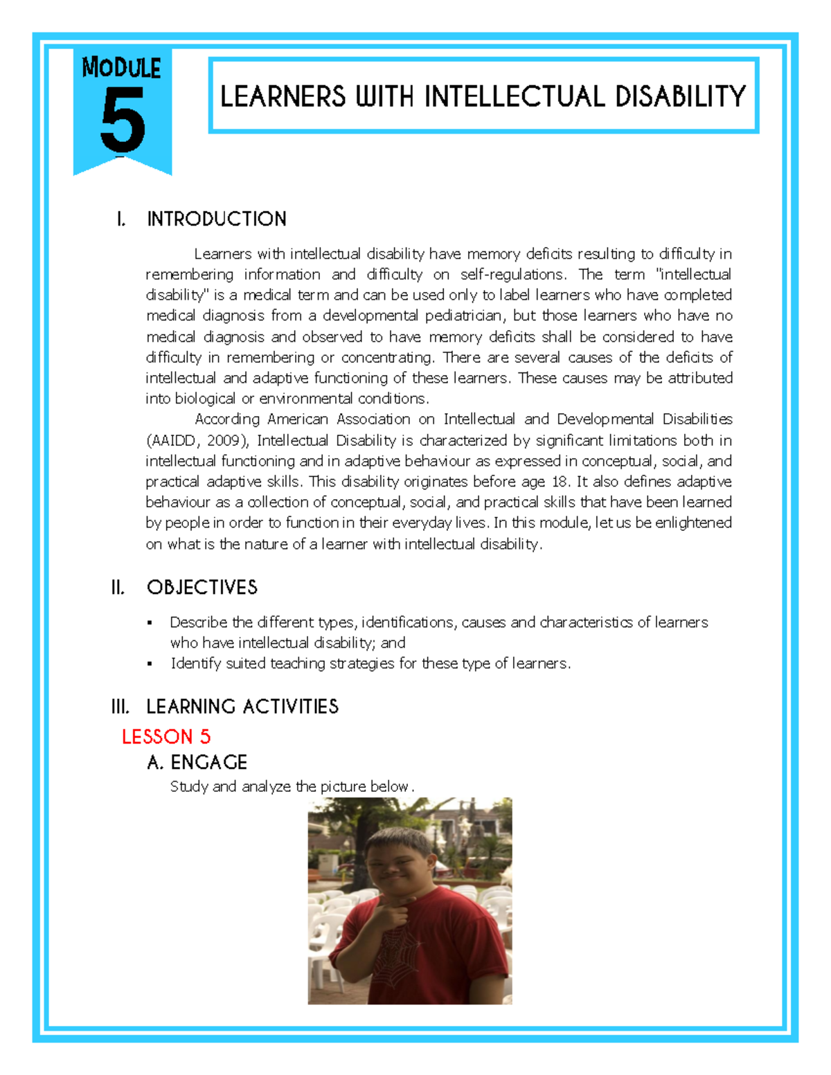 PROF - Foundation of Special and Inclusive Education - I. INTRODUCTION ...