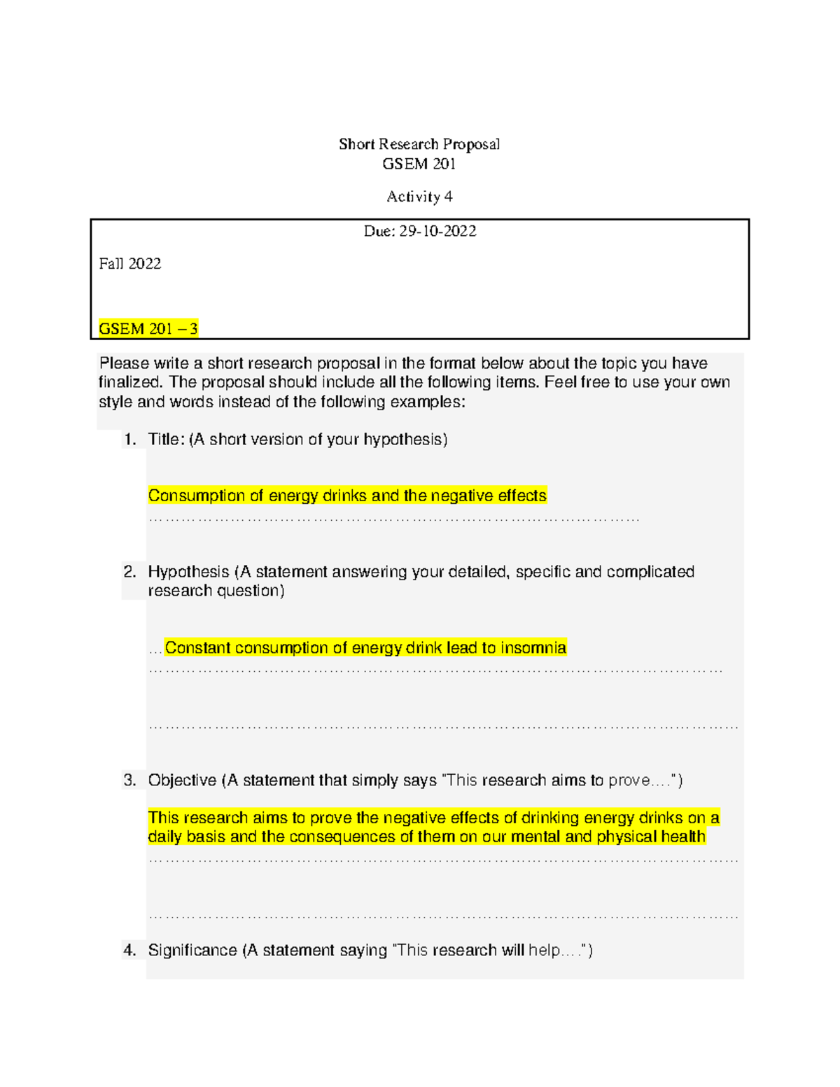 Activity 11- Short Research - Short Research Proposal GSEM 201 Activity ...