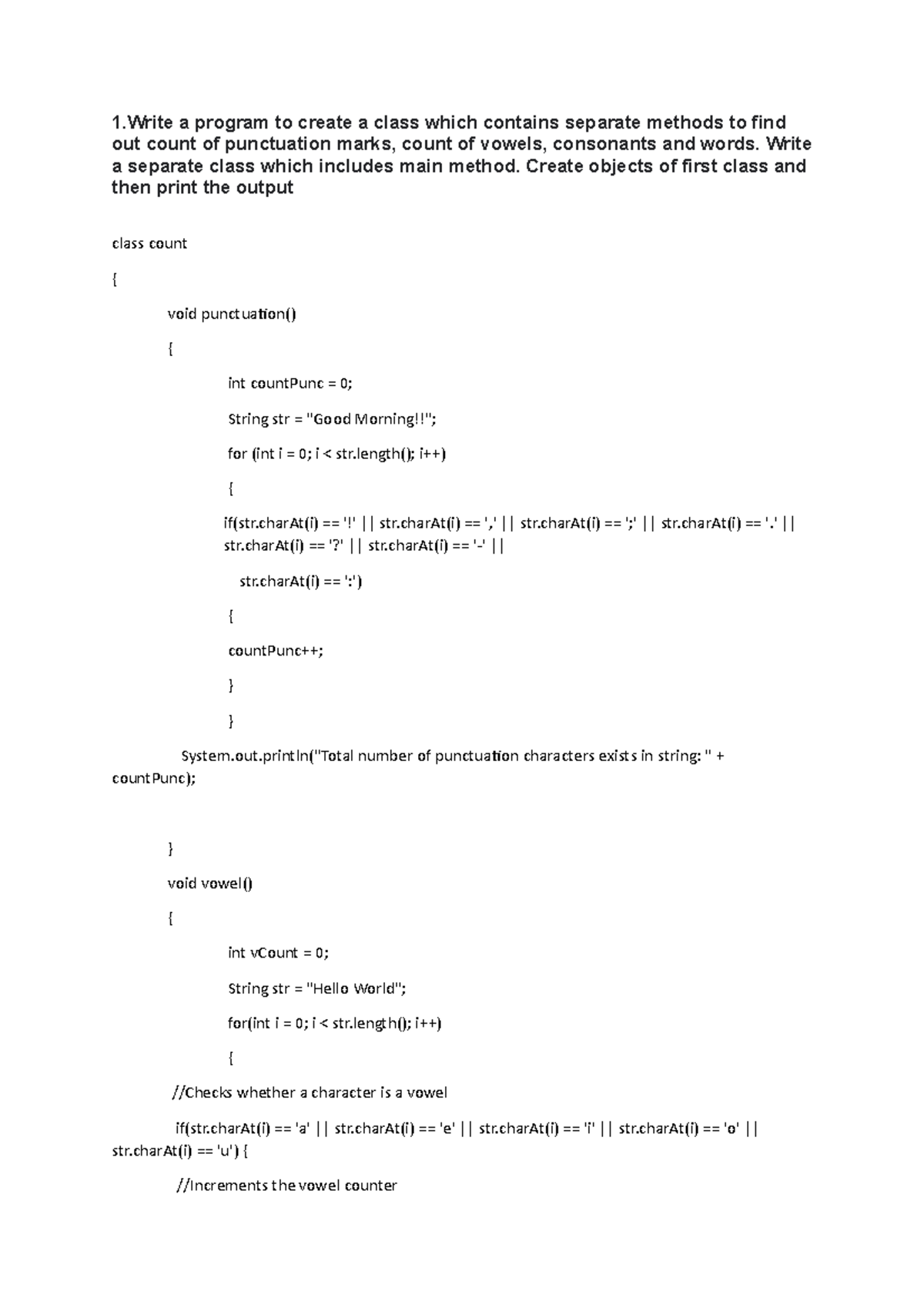 Roll-6304(count strings) - 1 a program to create a class which contains ...
